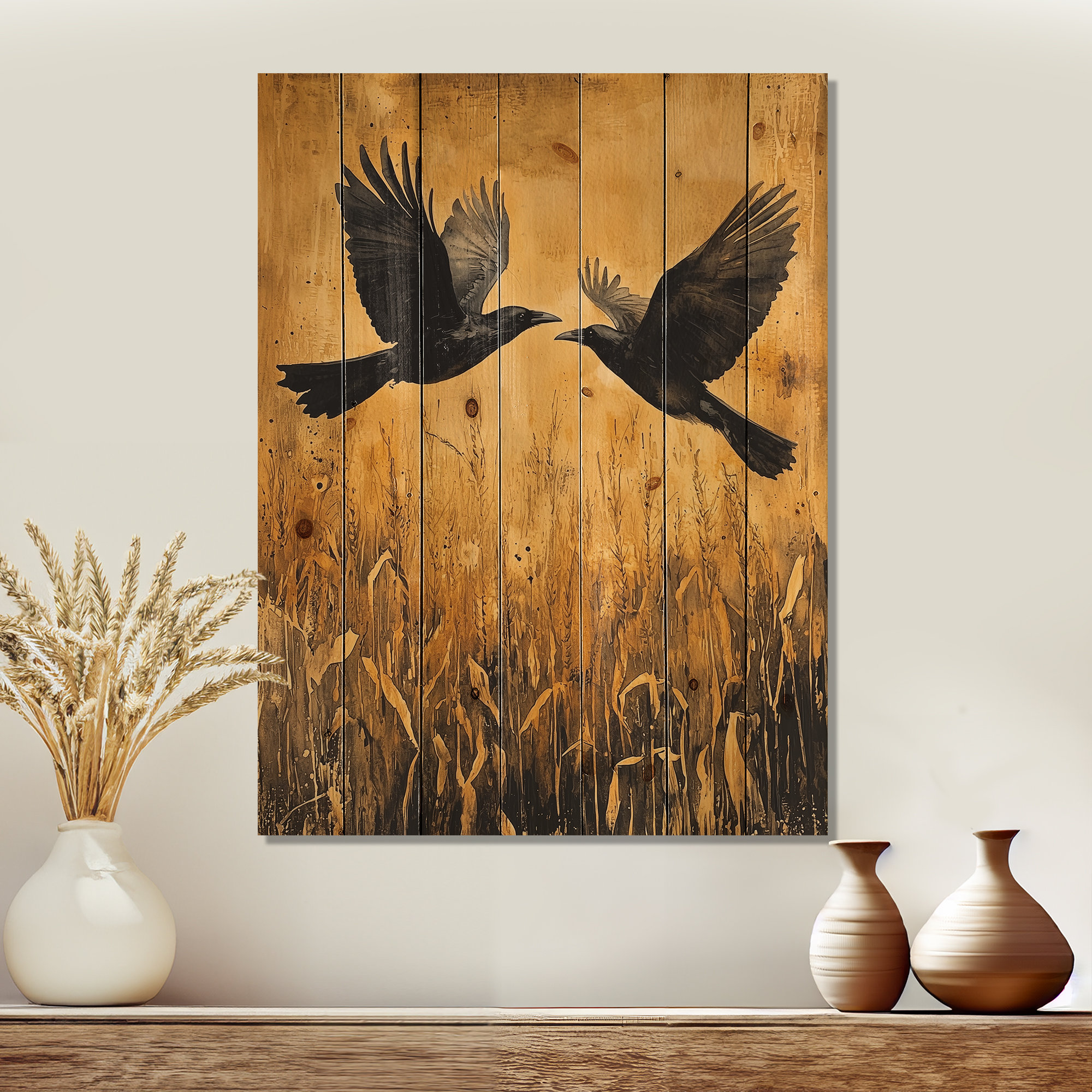 Ophelia & Co. Dark Crows In The Cornfield II - Bird Wood Wall Decor ...