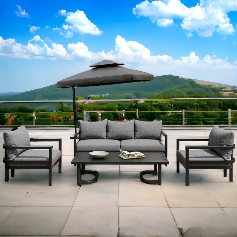 Latitude Run® Lynum 4 Piece Sofa Seating Group with Cushions & Reviews ...