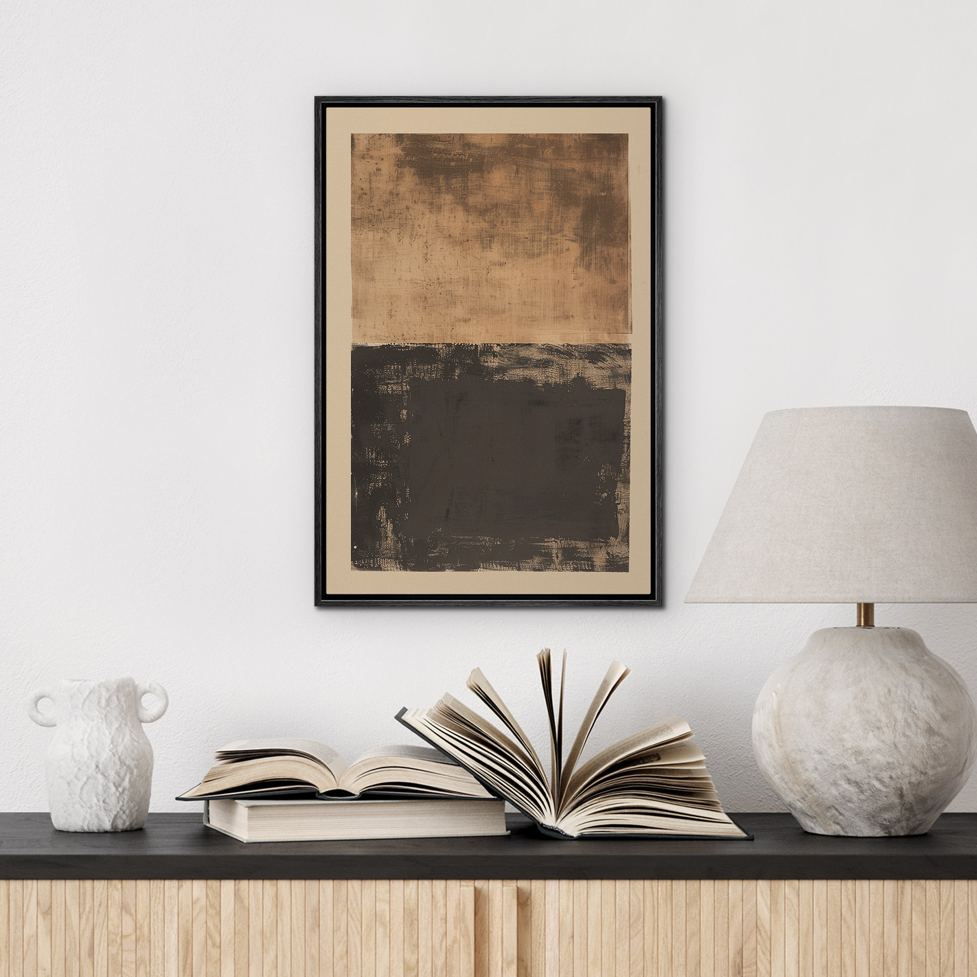 wall26 Brown Abstract Shapes Illustrations Rustic Decor Artwork M134 ...