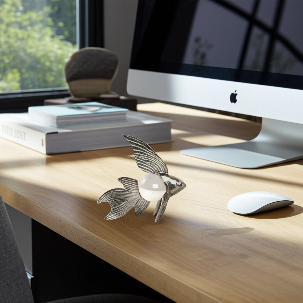 Highland Dunes Aryaz Fish Figurine Metal and Acrylic Coastal Design ...