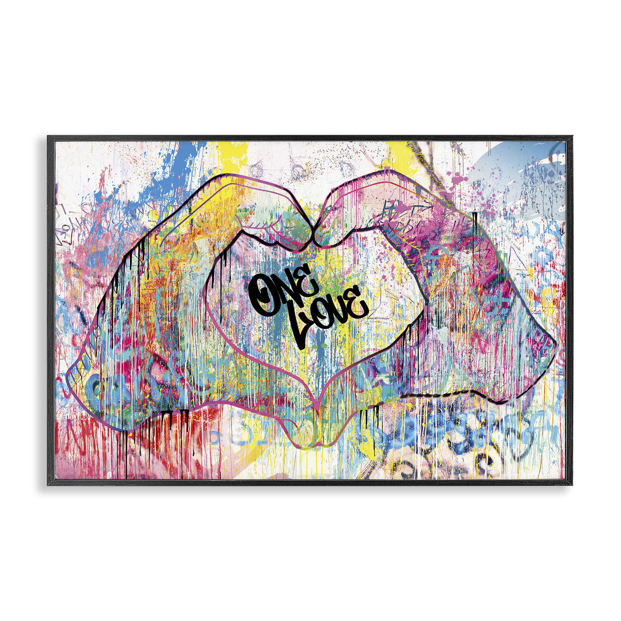 Stupell Industries Urban One Love Heart Symbol Gray Framed Giclee Art ...