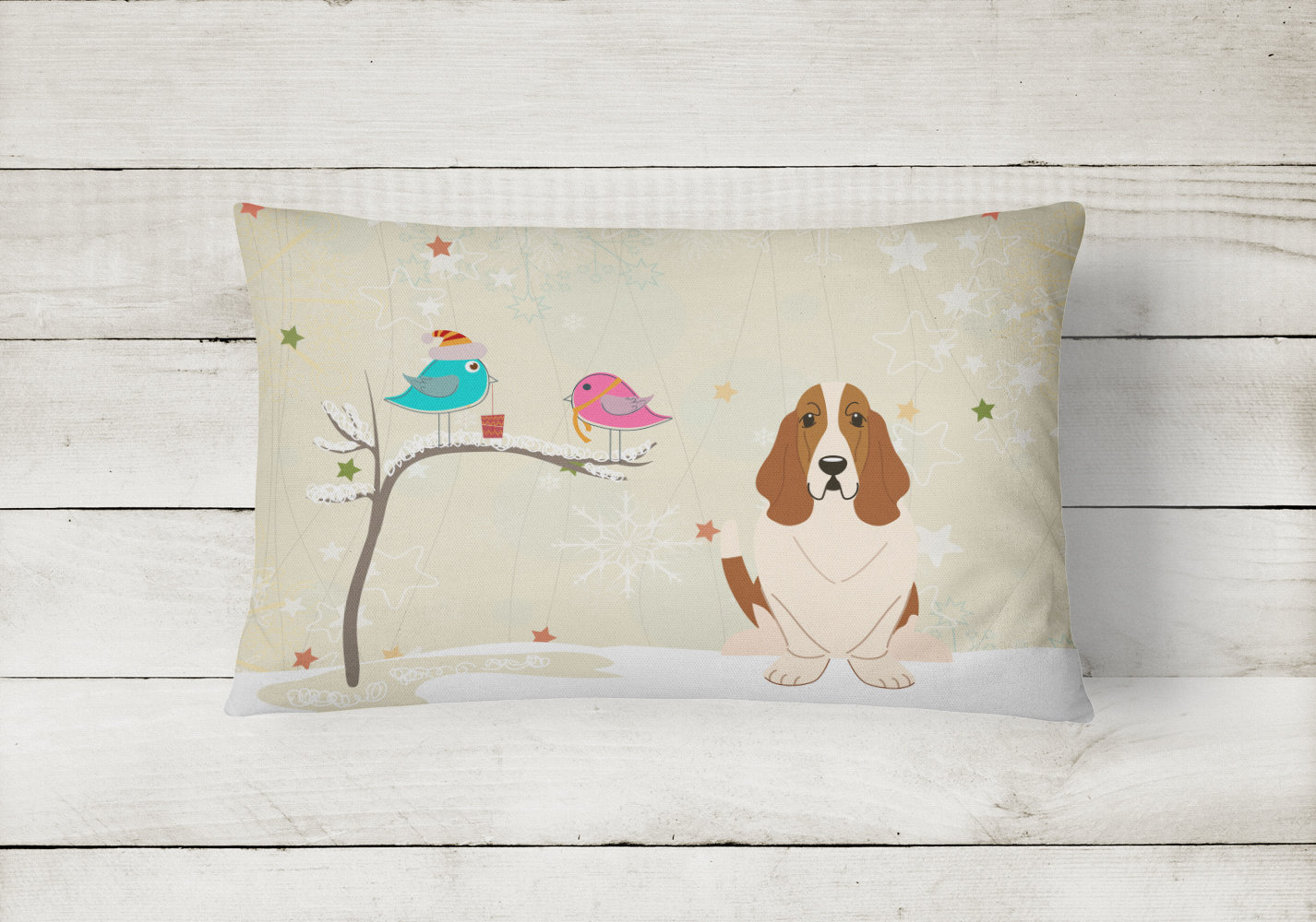 Caroline's Treasures Christmas Modern Ivory Indoor/Outdoor Lumbar ...