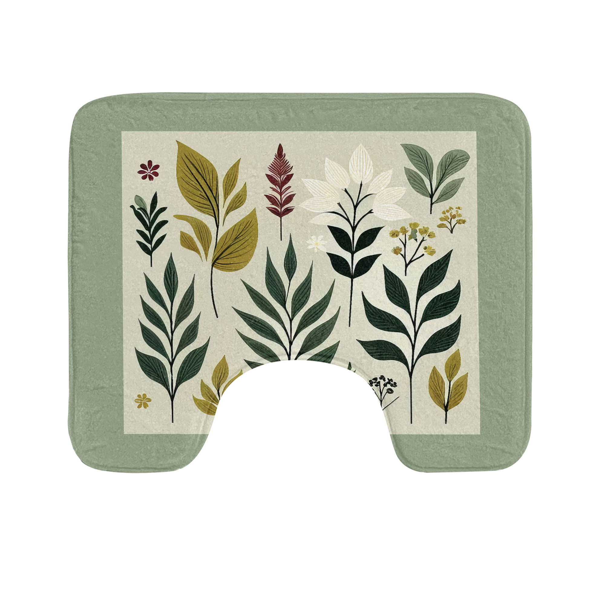 East Urban Home Botanical Toilet Mat U-Shape Bathroom Rug 20" Green ...