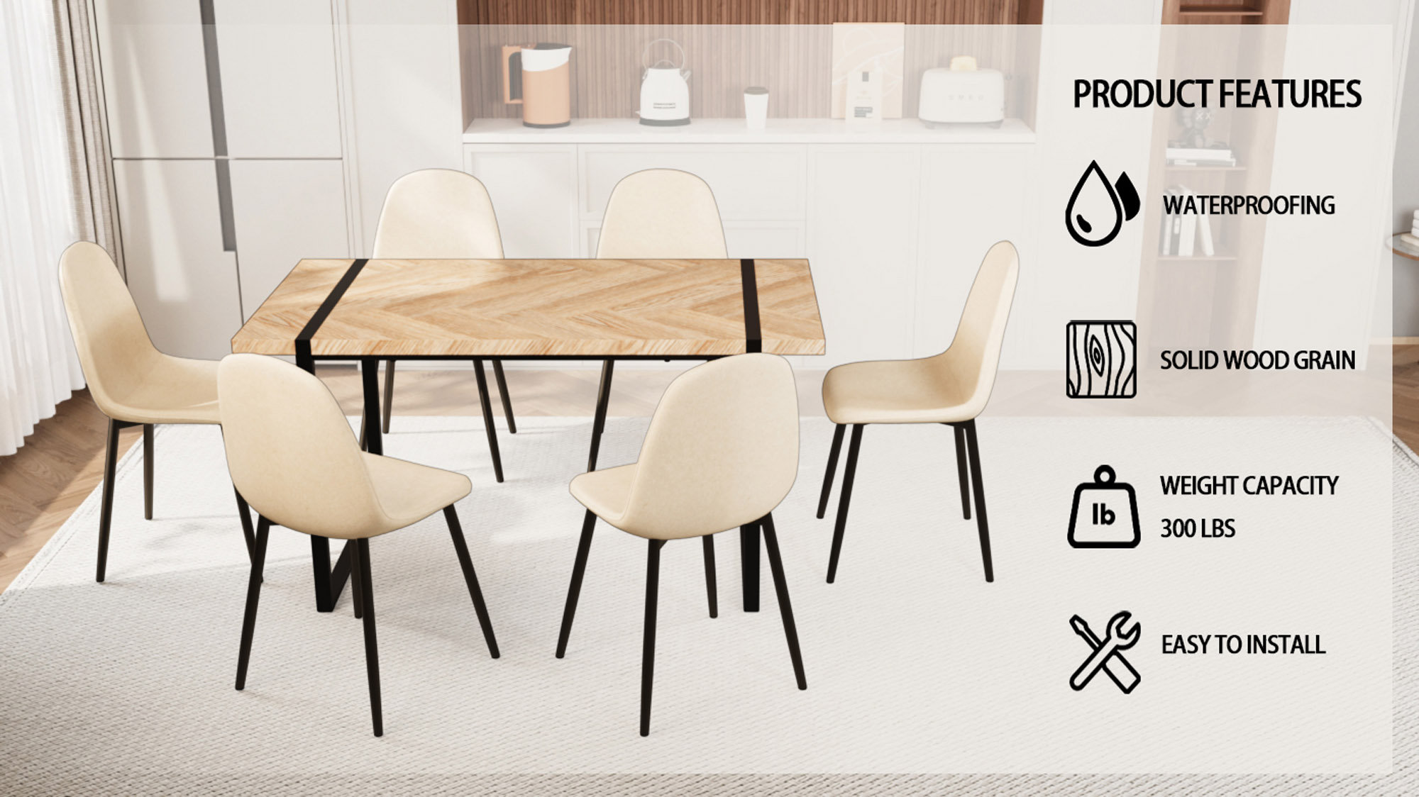 George Oliver MDF Light Wood Dining Table And Modern Dining Chair Set ...