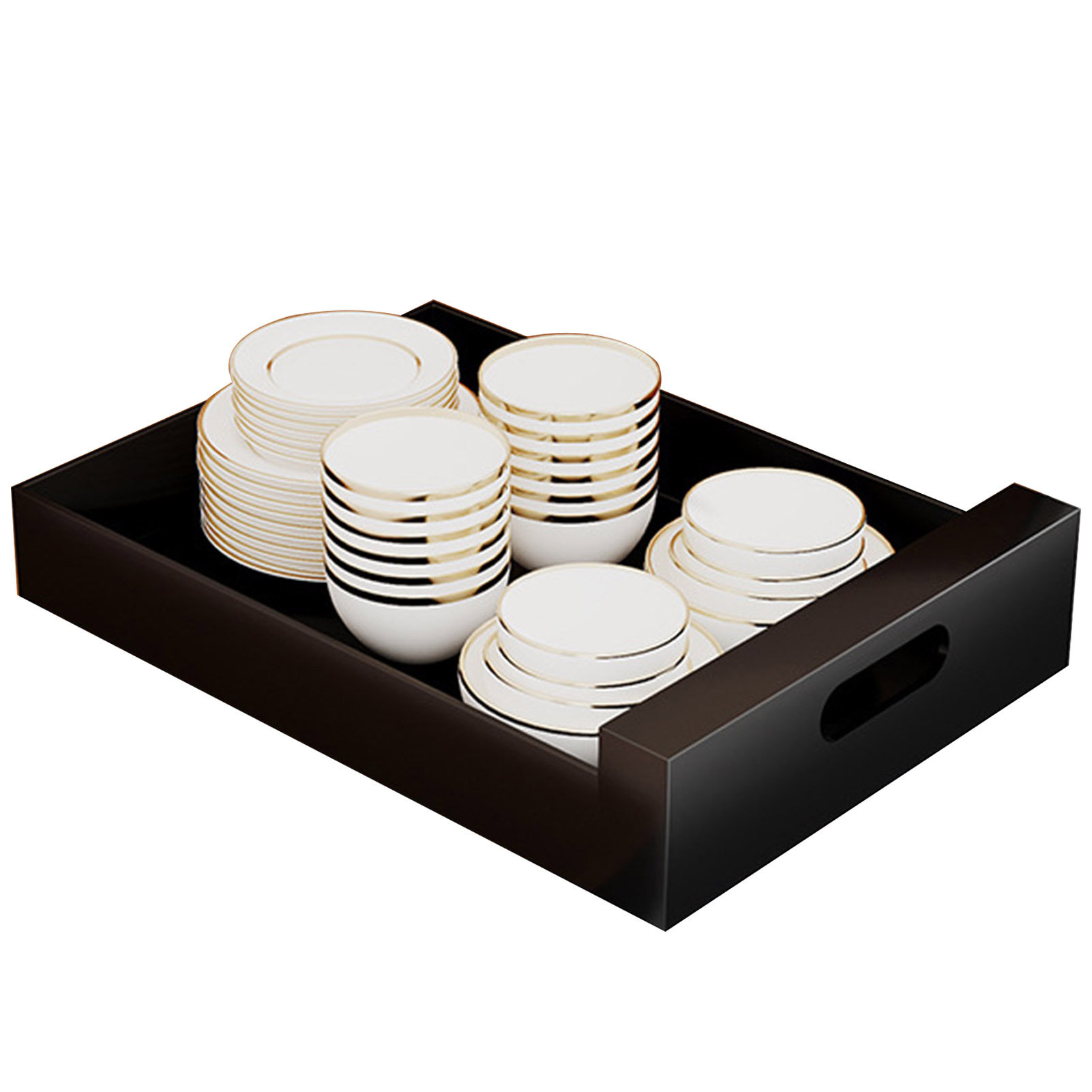 Latitude Run® Pull Out Cabinet Organizer Drawer Carbon Steel Shelves ...