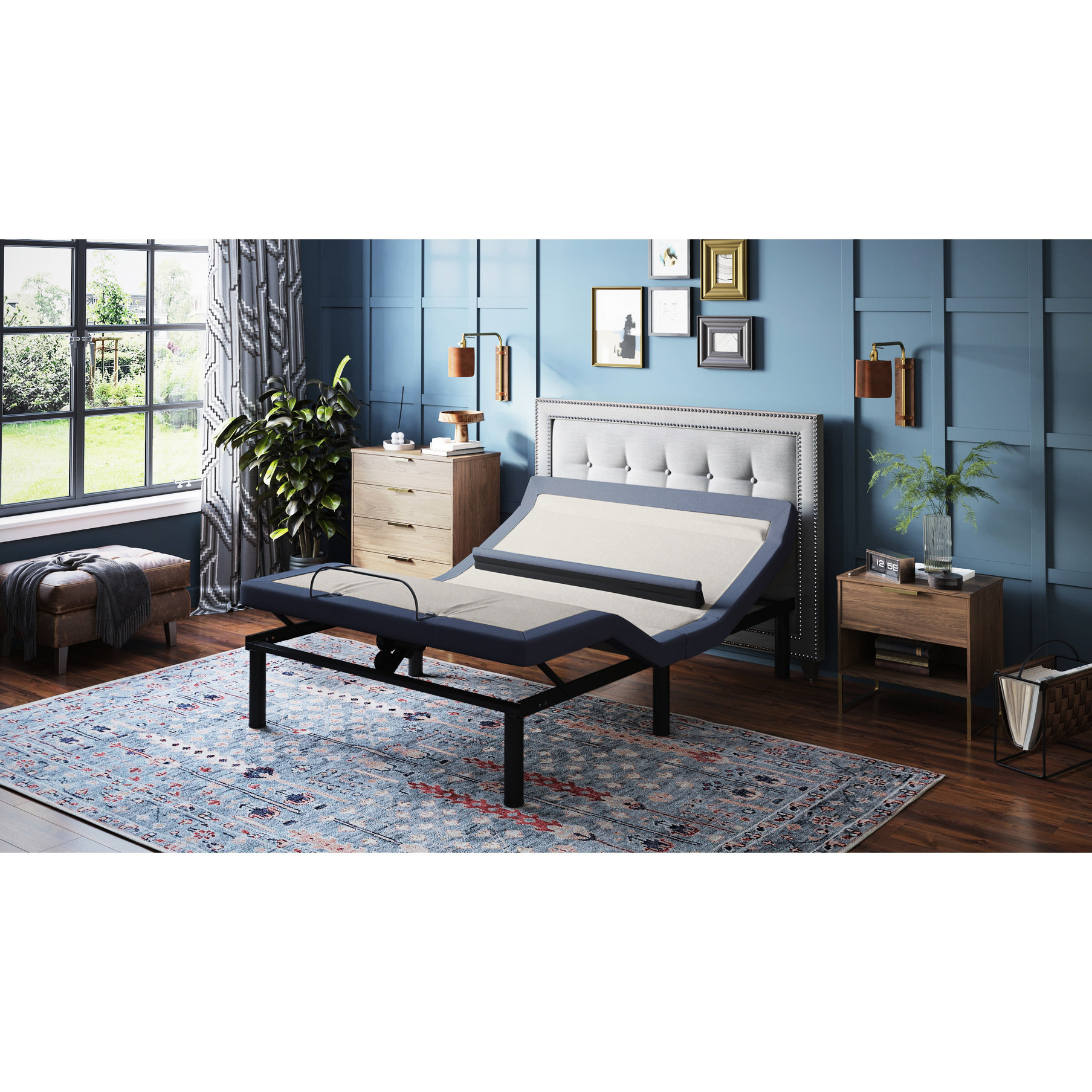 Banior Bt6500 Bed Base, With 31 Adjustable Legs & Head/foot Tilt Base Tilt, Lumbar Adjustment 3 ...