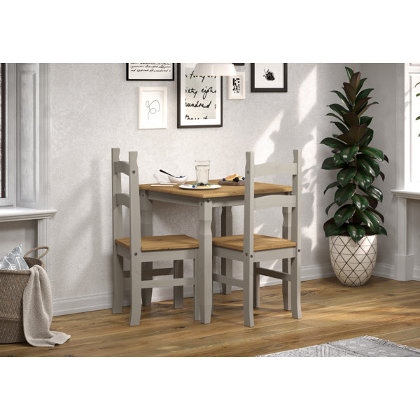 Fernleaf Shrewsbury 2 Person table and chairs SET, solid pine, grey and ...