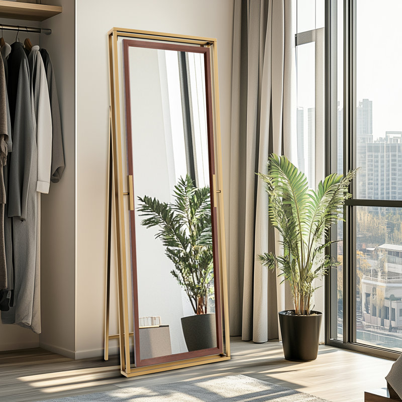 Mercer41 Luxury Gold Metal Rectangle Mirror Choi Adjustable Angle ...