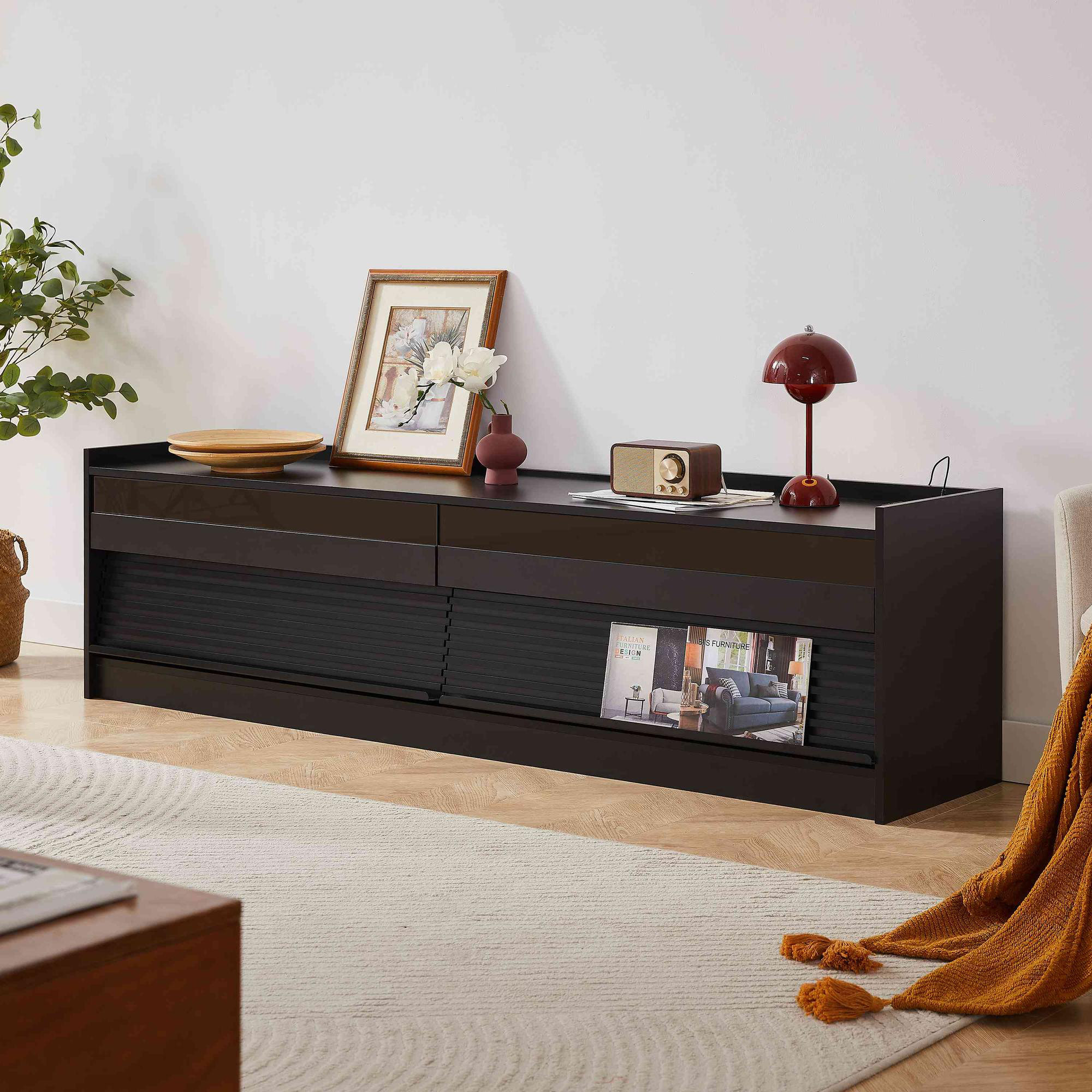 Mercer41 Built-in charging port and ambient LED lighting TV stand | Wayfair