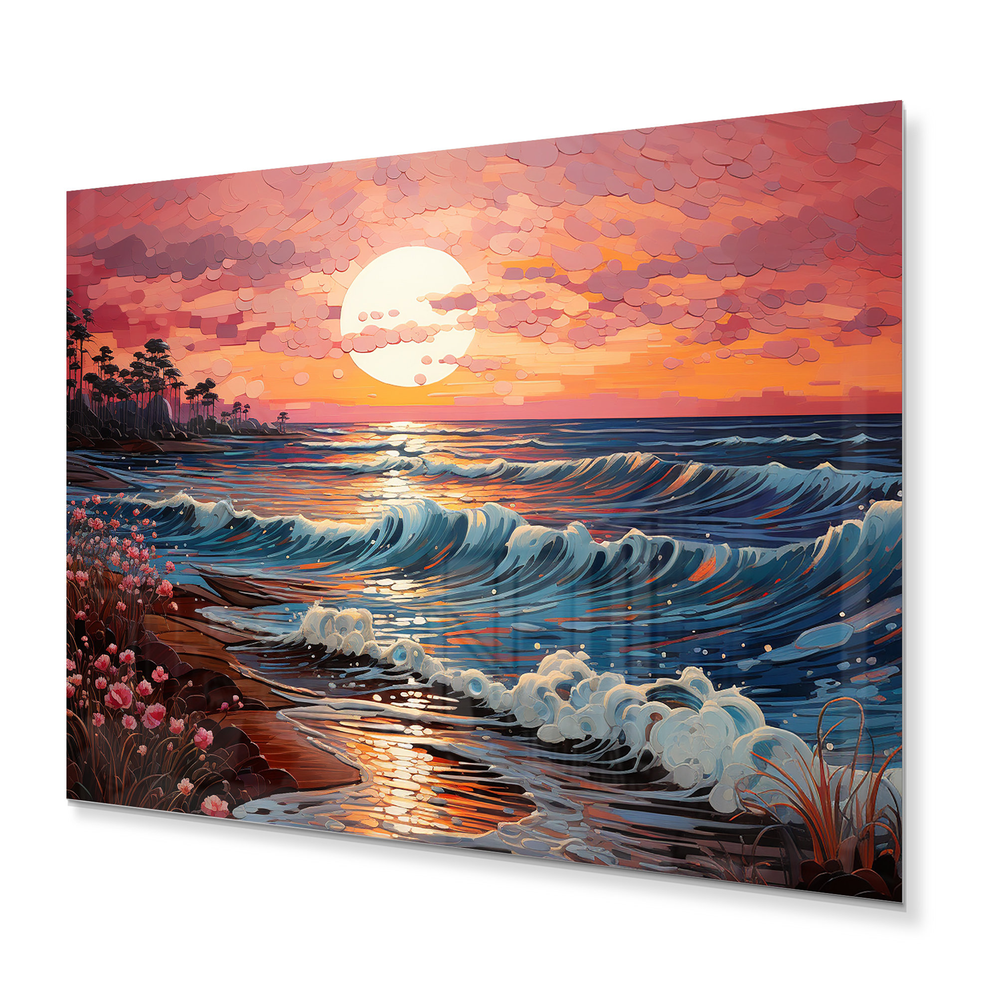 Highland Dunes Beach Crimson Sunset Pointillism - Nautical & Beach ...