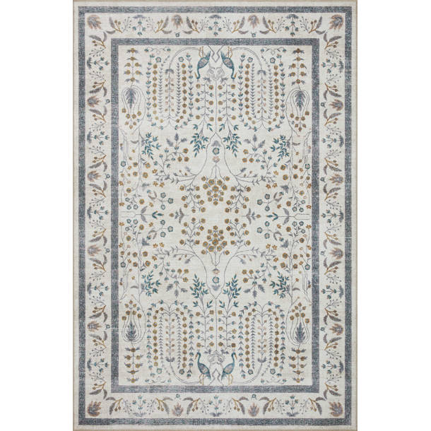 Rifle Paper Co. x Loloi Maison MAO-03 Rosette Blue Rug & Reviews | Wayfair