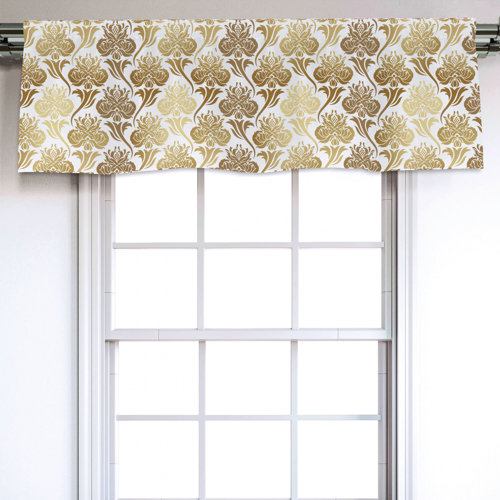 East Urban Home Damask Sateen Ruffled 54'' W Window Valance in | Wayfair