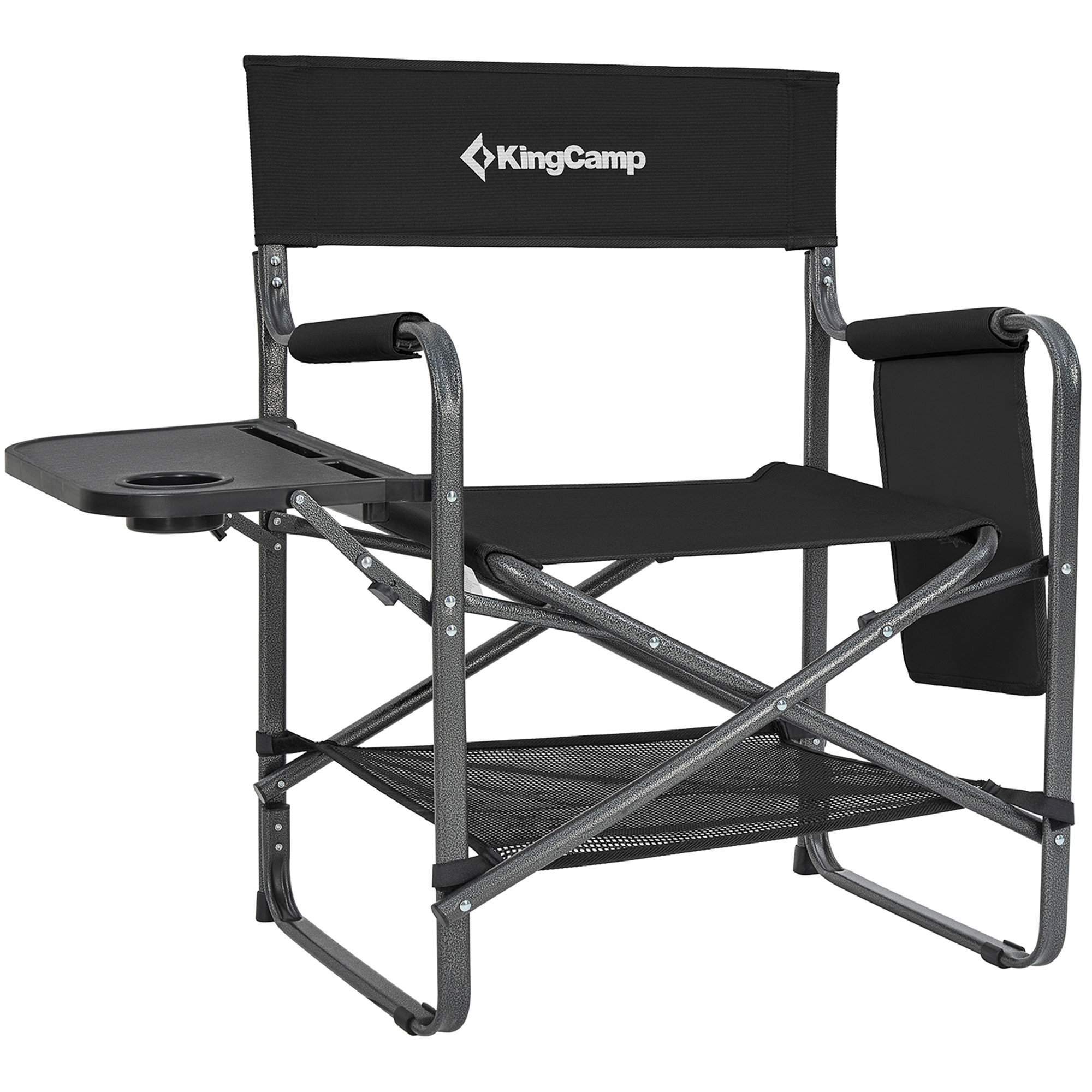 KingCamp Outdoor Folding Director Chair w/ Side Table Bottom Mesh ...