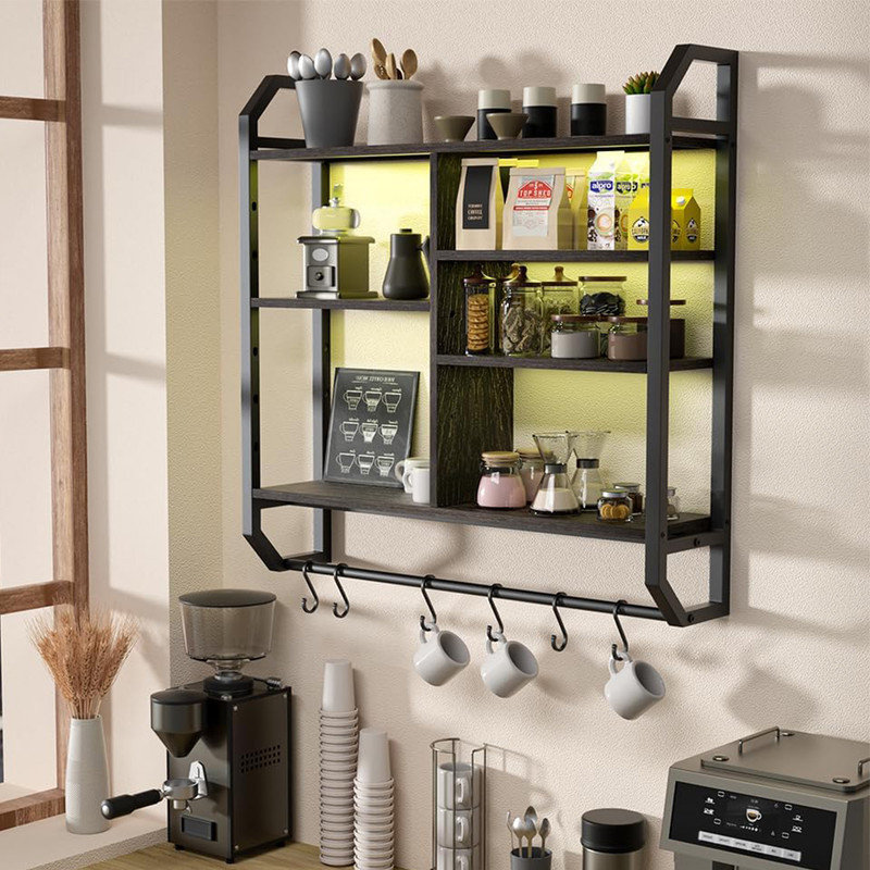 17 Stories Gaming Floating Shelves,LED Wall Mounted Display Shelf ...