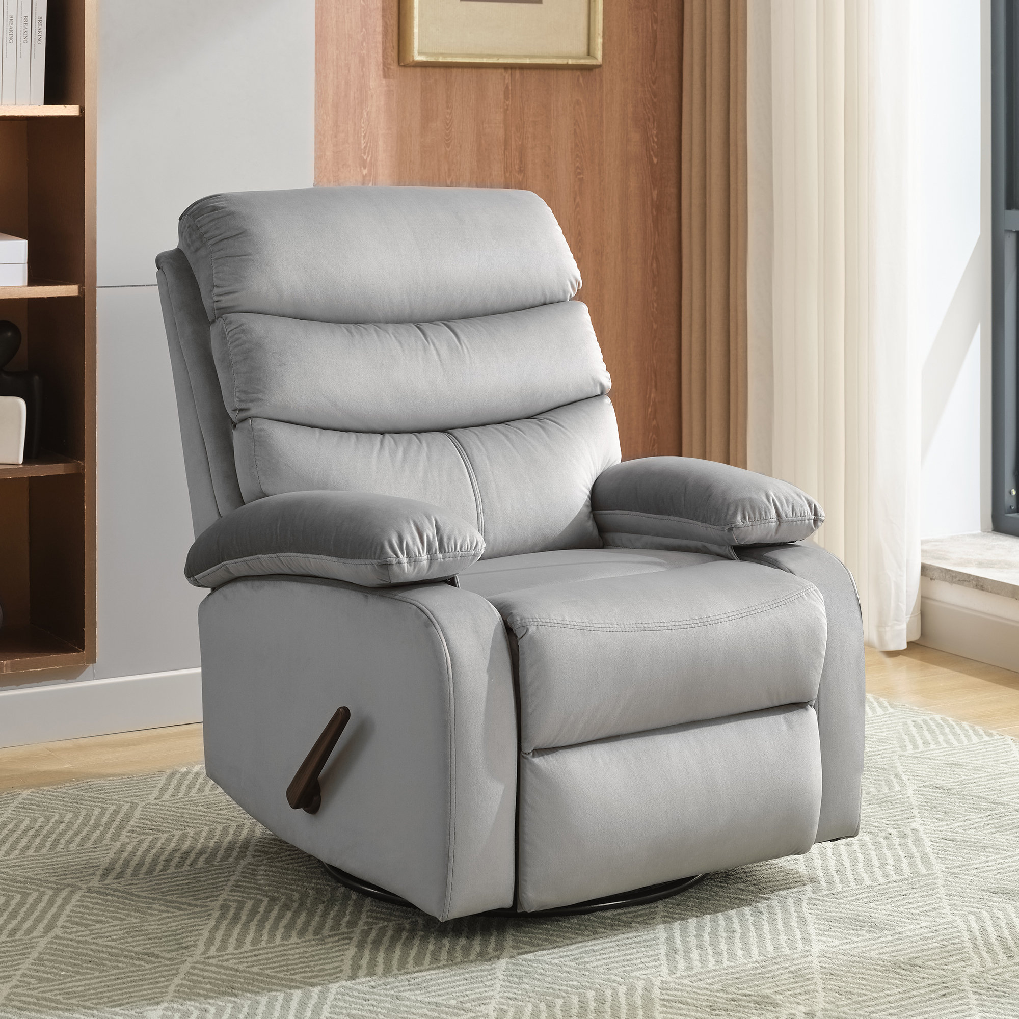 Latitude Run® Swivel Rocker Recliner Chair In Velvet, Compact Modern ...