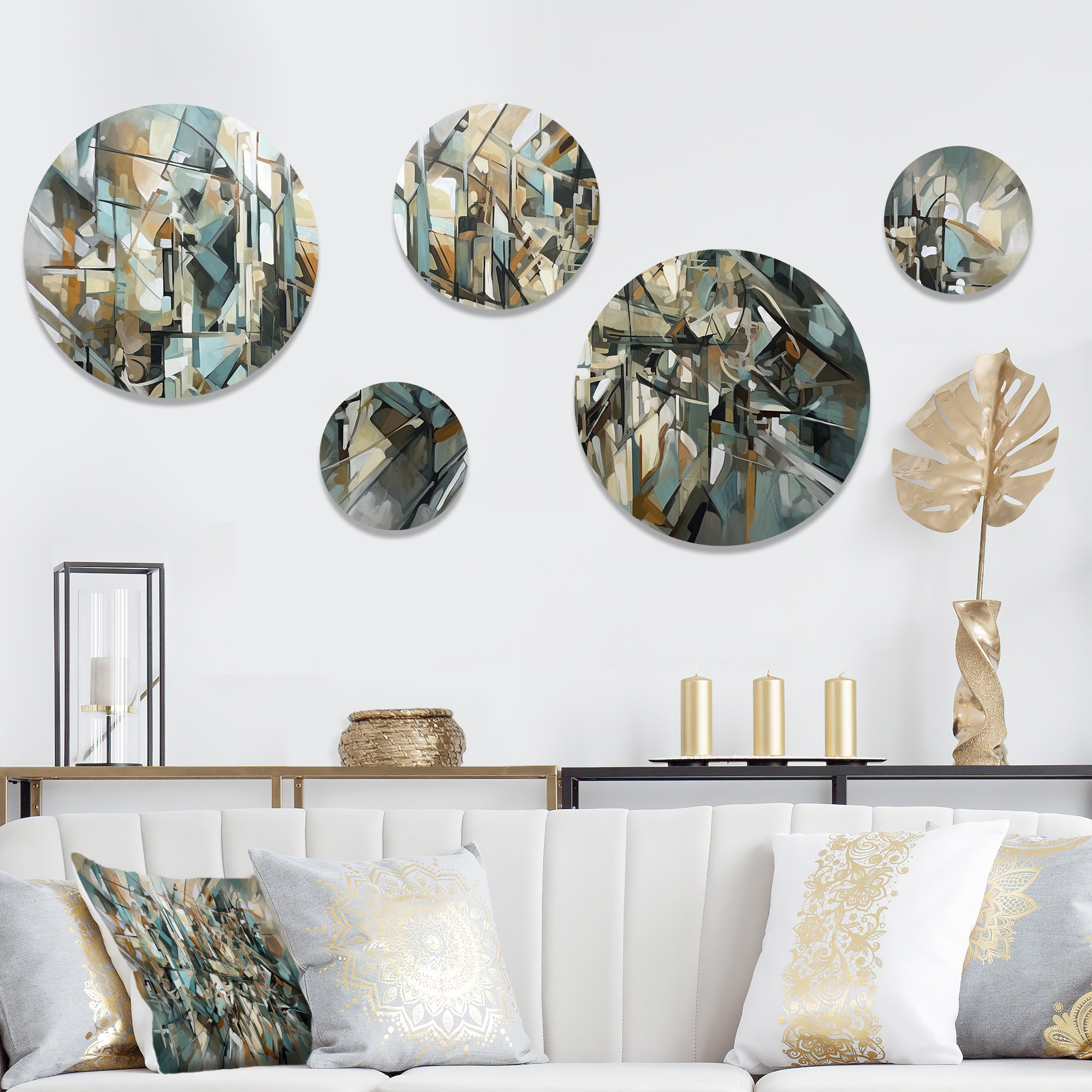 Design Art 5 Brown And Green A Marble Effect Wall Decor Set | Wayfair