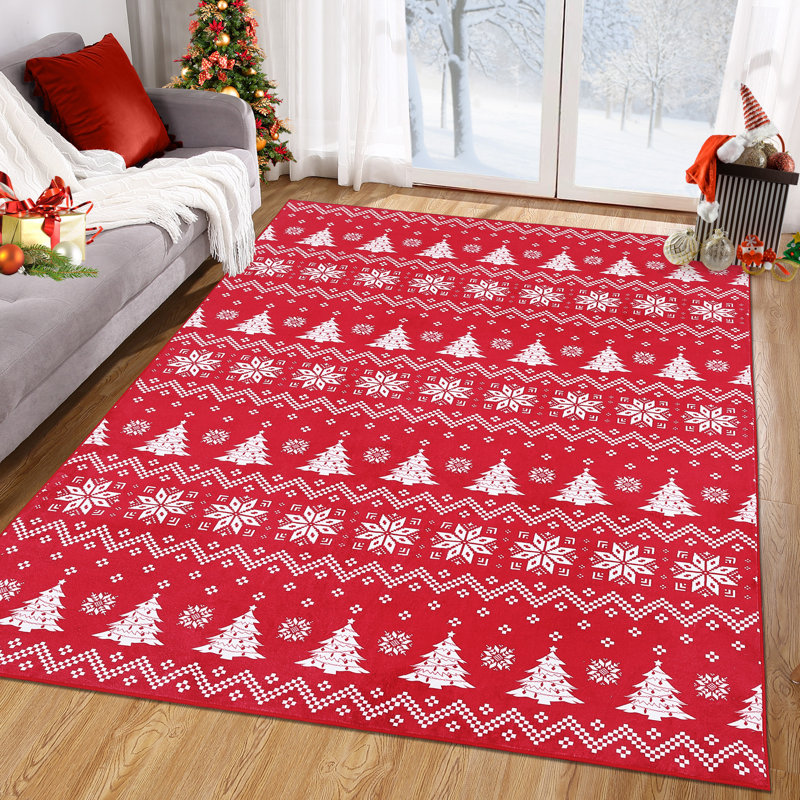 The Holiday Aisle® Christmas Decorative Area Rug Washable Modern Rug ...
