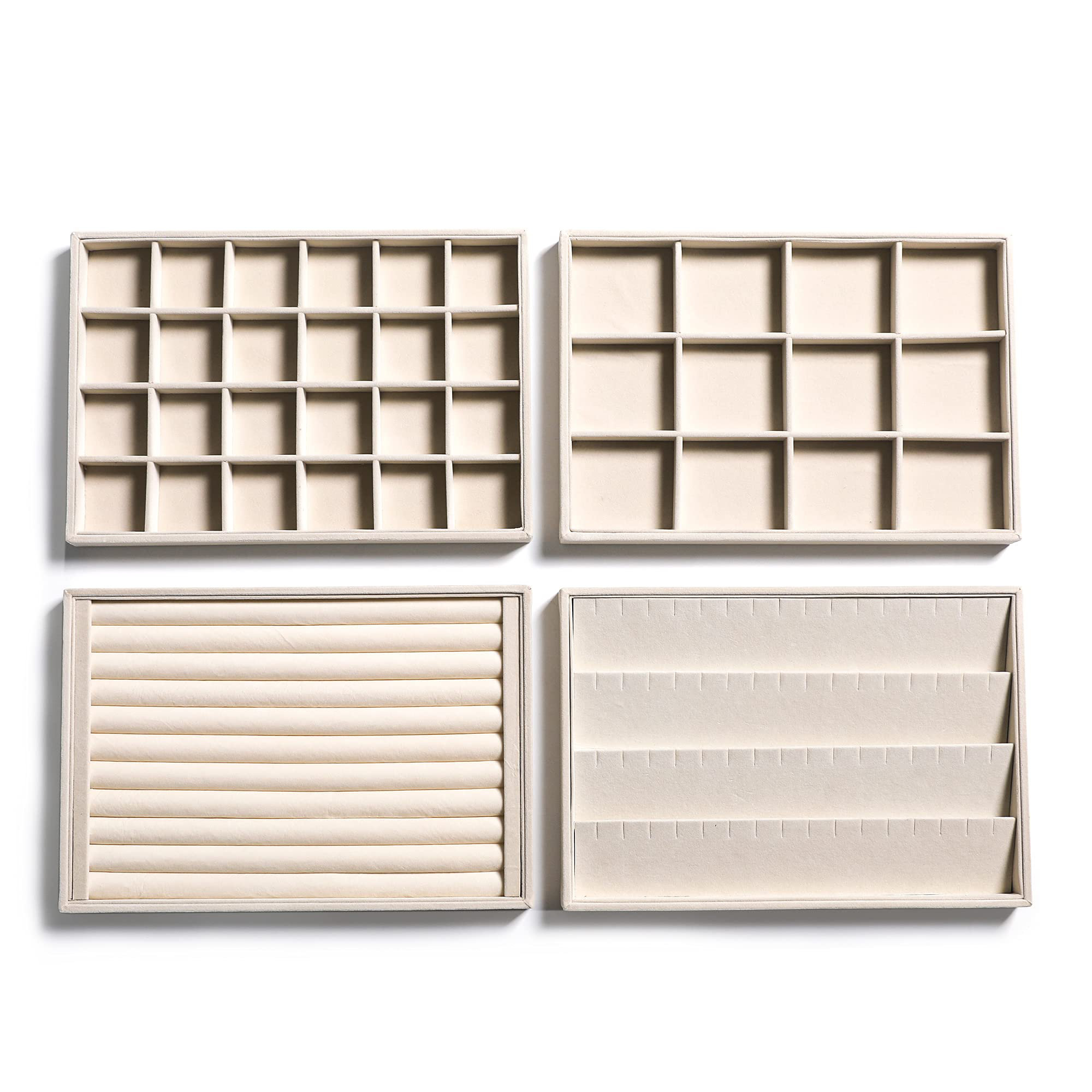 Mercer41 Stackable Velvet Jewelry Organizer Trays For Drawers Inserts ...