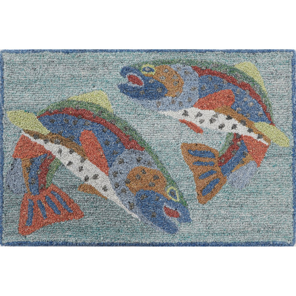 CompanyC Gallatin Trout Hand-Tufted Recycled Polyester Aqua Indoor ...