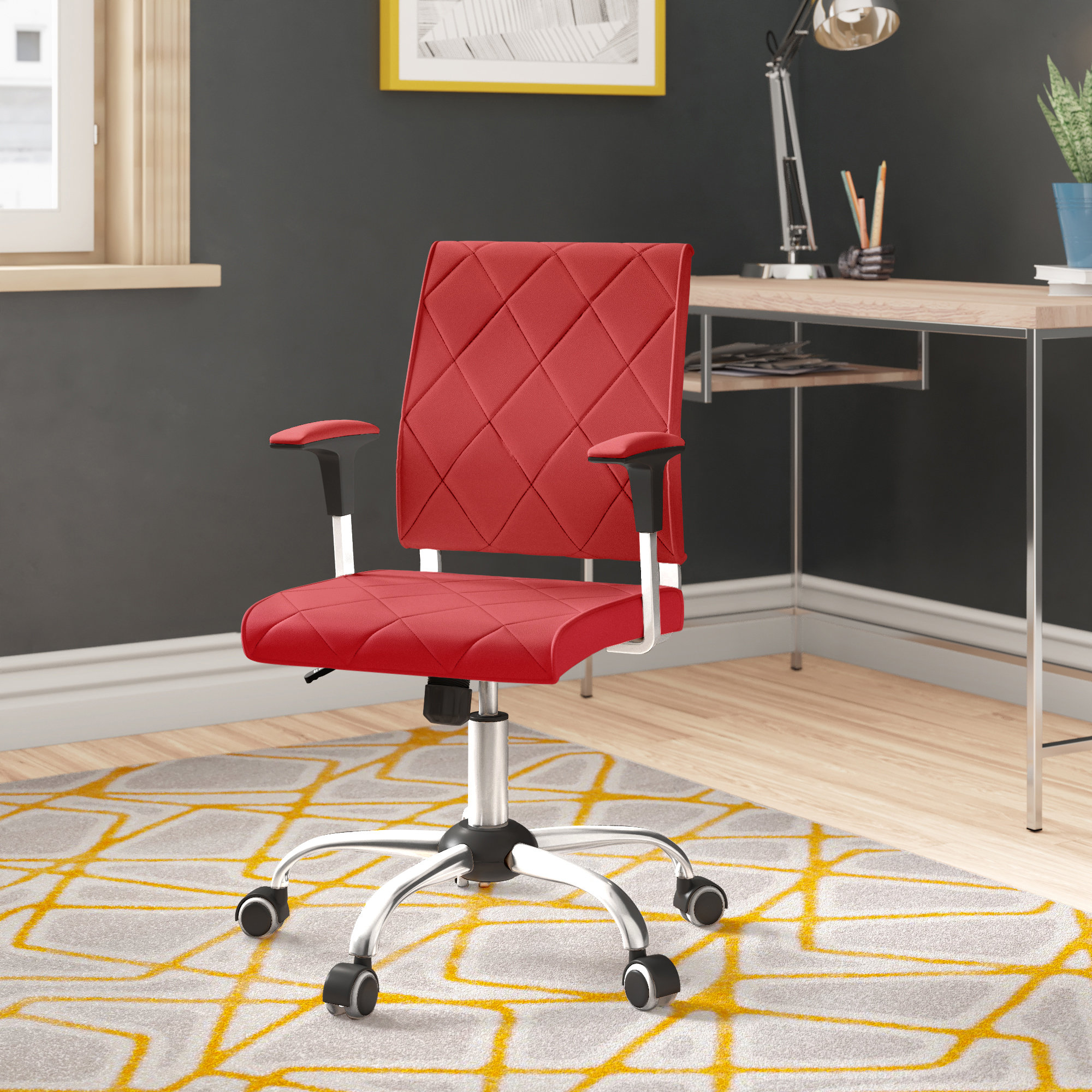 Modway Lattice Modern Faux Leather Mid Back Computer Desk Office Chair ...