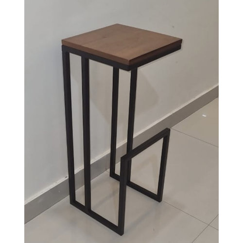 DECORFIT Square Solid Wood 30" Bar Stool Black Powder Coated Metal Bar ...