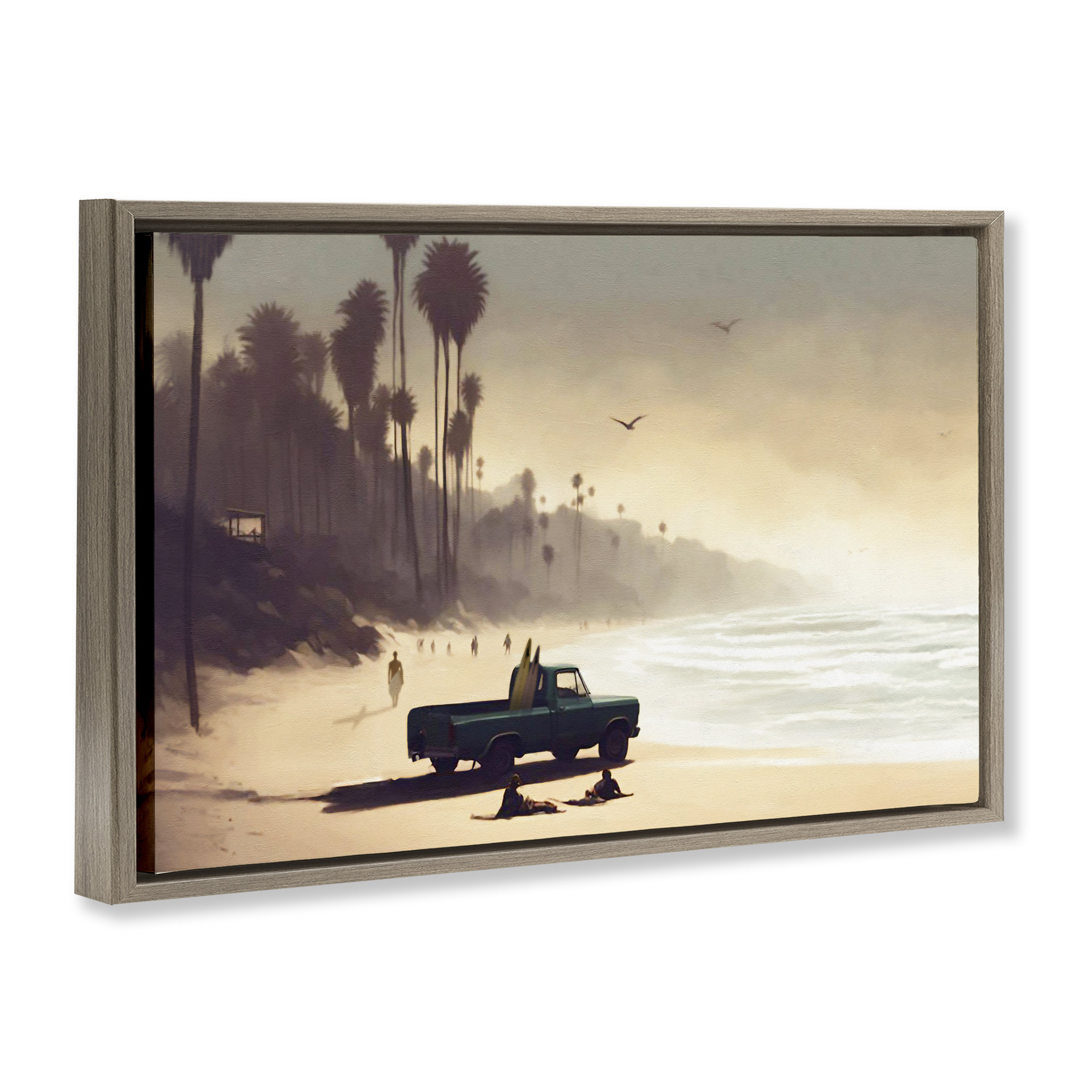 Beachcrest Home™ Dreamy Beach Tropical View Framed Floater Canvas by ...