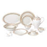 Lorren Home Trends Bone China Dinnerware Set, White With Gold Trim ...