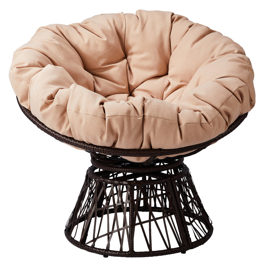 Dakota Fields 38" Ergonomic Swivel Wicker Papasan Chair – 360 ...