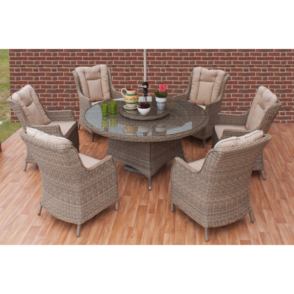 Highland Dunes Moreland Essence 6 Seater Dining Set with Cushions ...