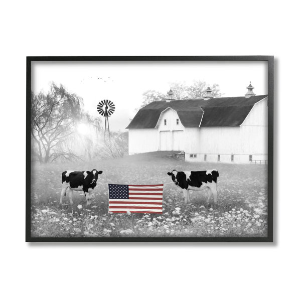 Stupell Industries " Americana Barn Country Cows Flag " by Lori Deiter ...