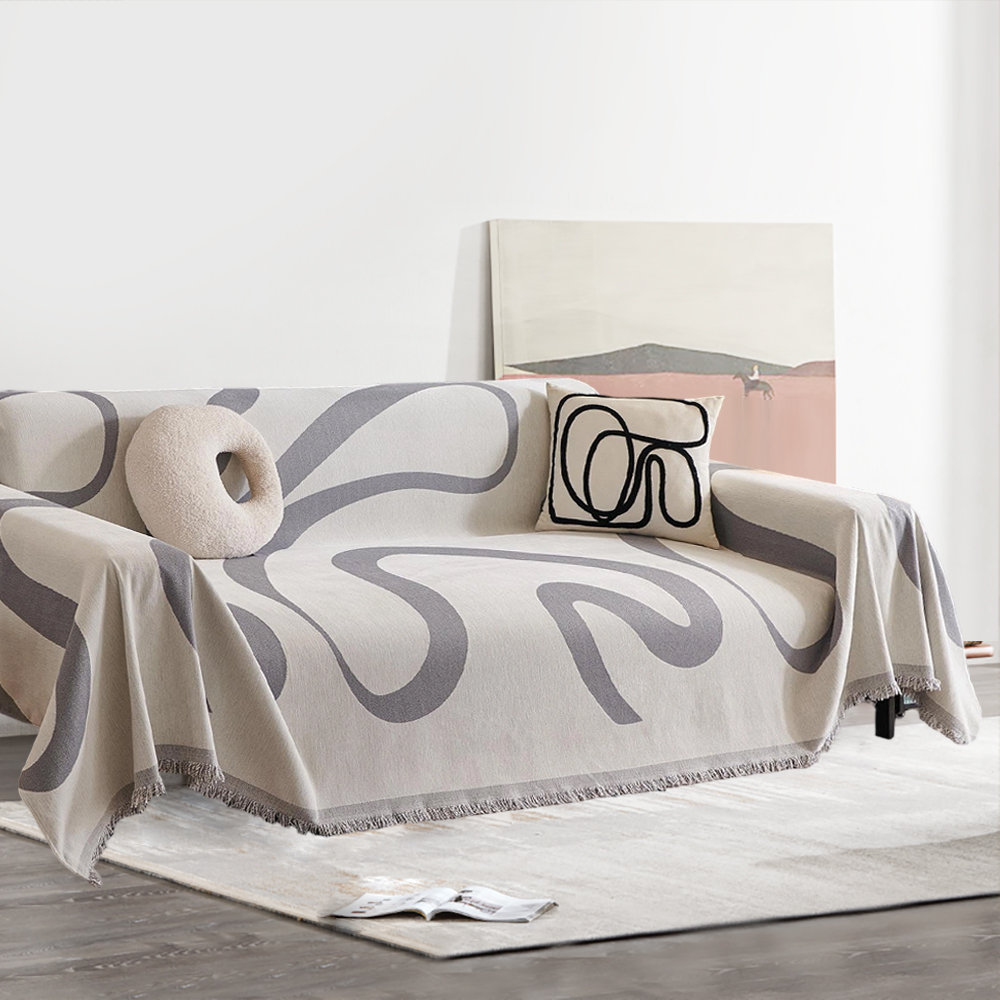 Orren Ellis Sofa Covers, Couch Covers With Tassel For Loveseat ...