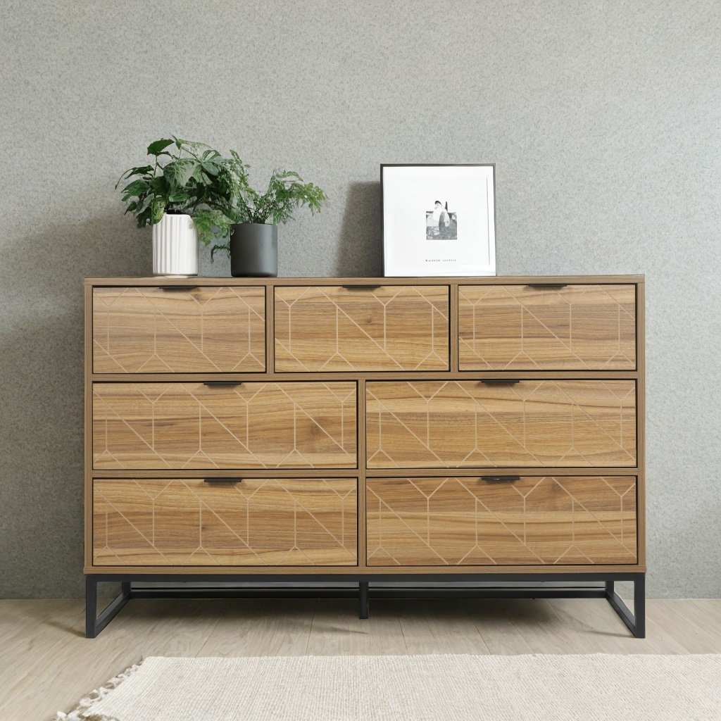 Ebern Designs Yakirah Modern 7 Drawer Dresser Wood Cabinet | Wayfair