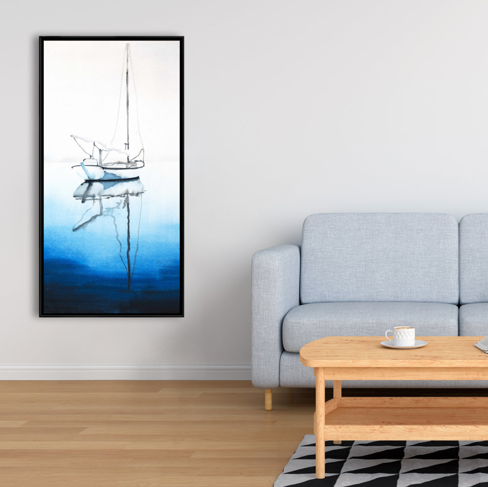 Longshore Tides " White Boat On A Deep Blue Water " on Canvas | Wayfair