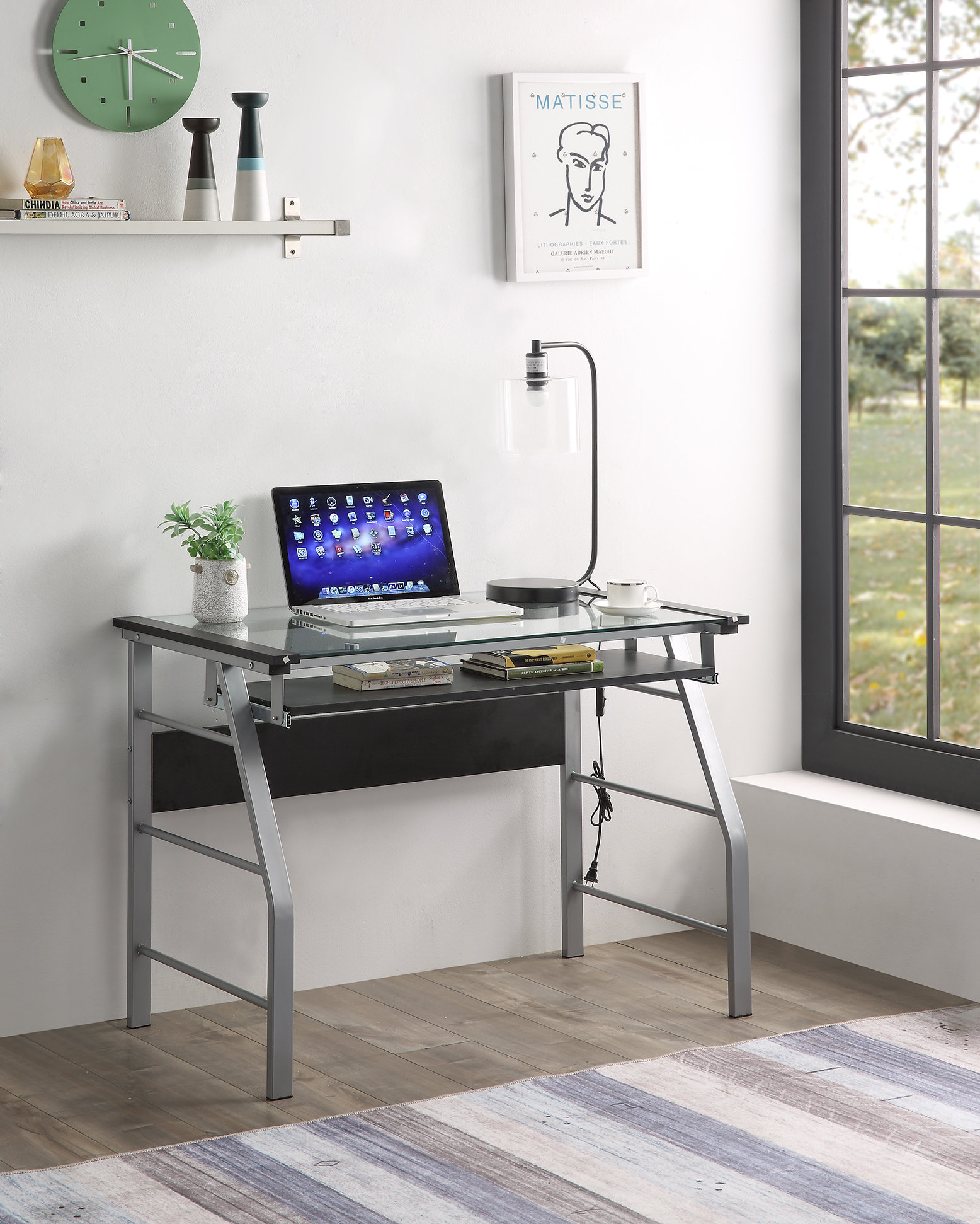 InRoom Designs Computer Desk with Pull-Out Keyboard Tray & Reviews ...