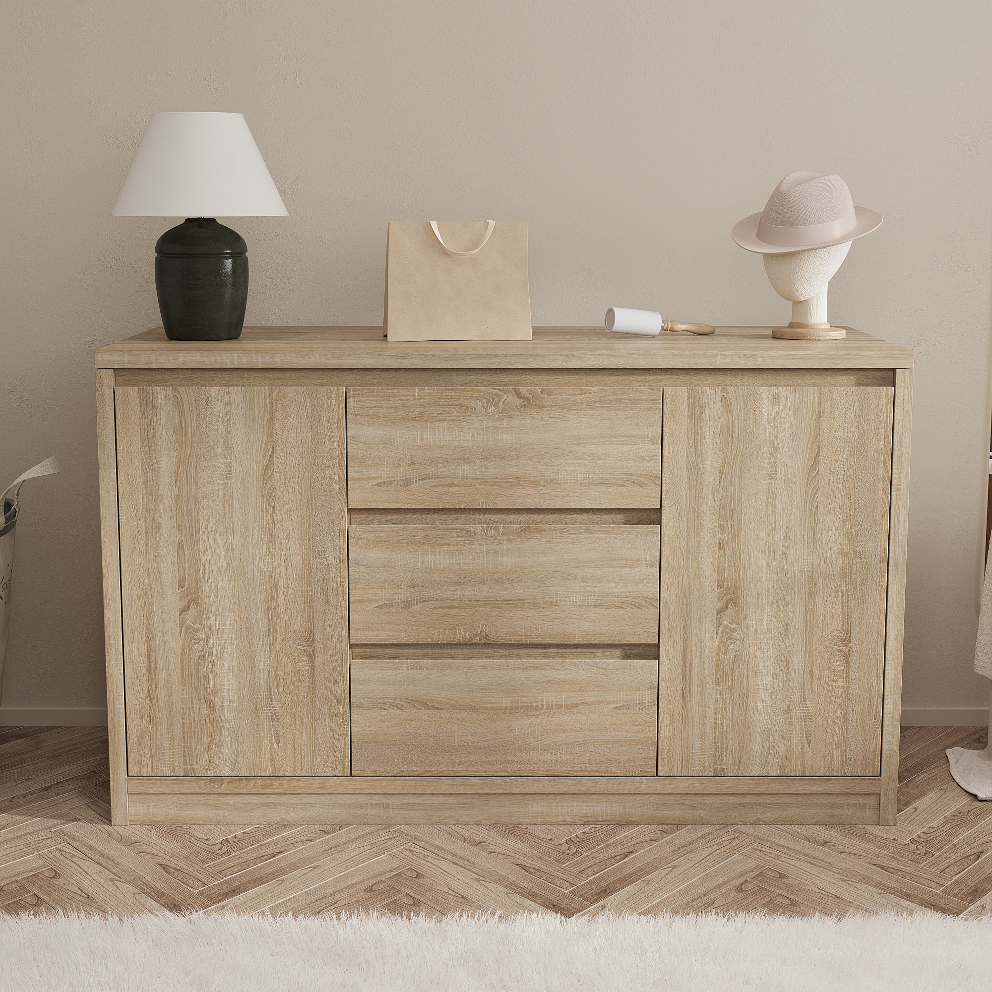 Hokku Designs 55.1" Wide Multi-Drawer Jewellery Armoire With Hidden ...