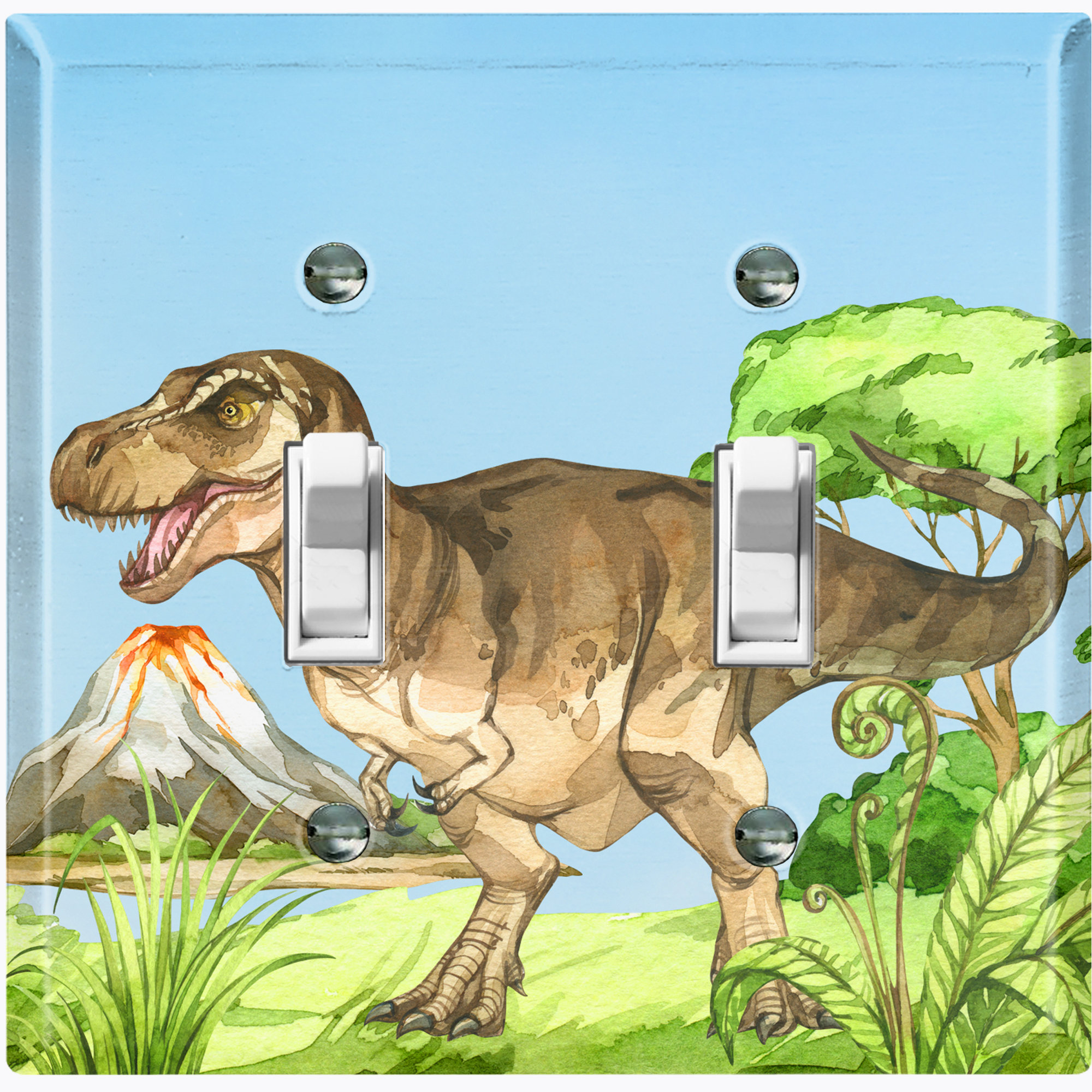 WorldAcc Dinosaur T-Rex Volcano 2 - Gang Toggle Light Switch Standard ...