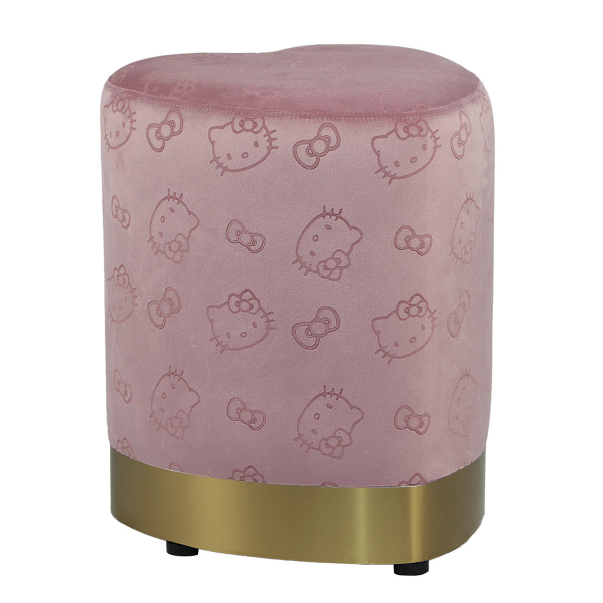 Mercer41 Nahara Hello Kitty Heart Vanity Ottoman Chair, Velvet Foam ...