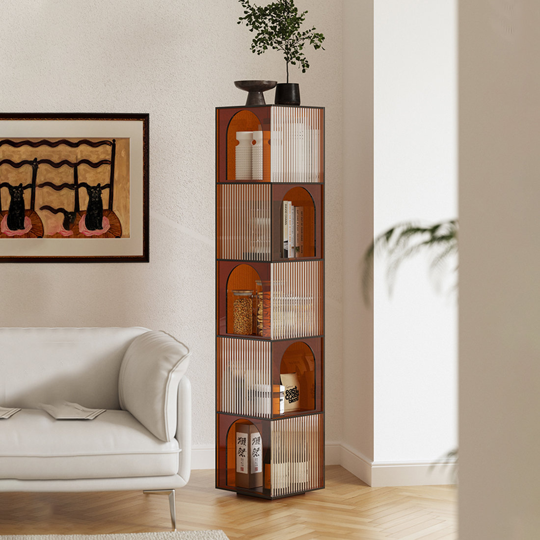 Liu's ink furniture Modern acrylic corner multi-functional bookcase ...