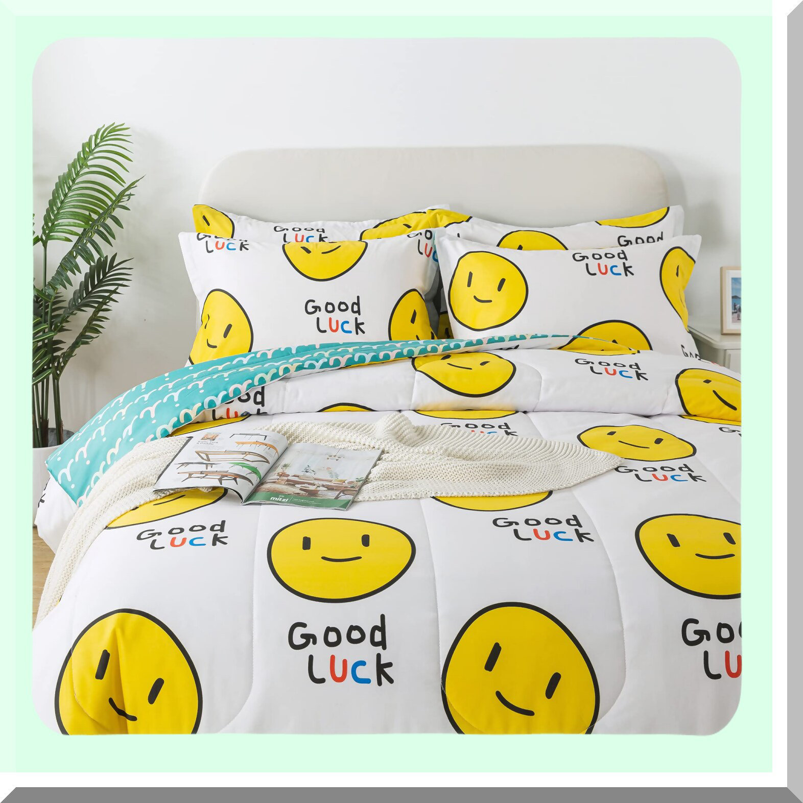 Hokku Designs EmojiBreeze Summer Comforter Set - Lightweight White ...