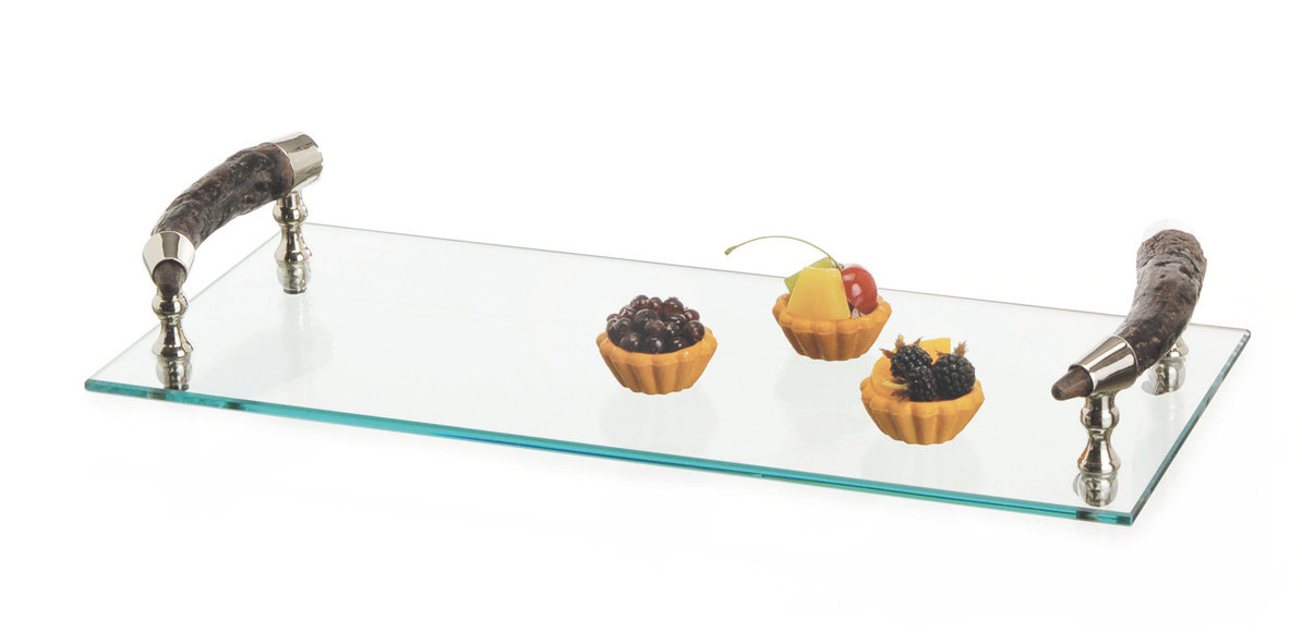 Loon Peak® Clear Bark Handle Rectangle Serving Tray | Wayfair