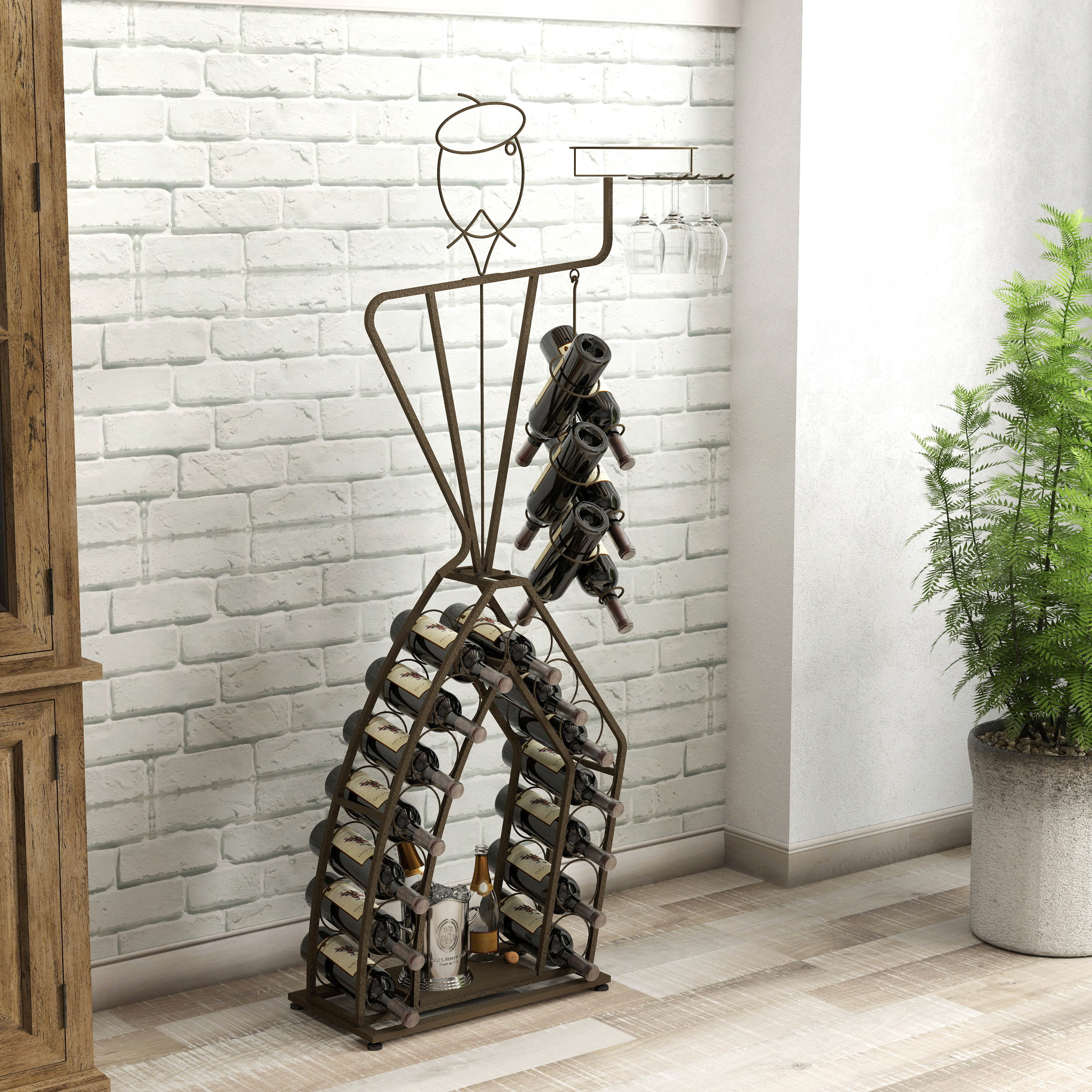 Latitude Run® Unique Design Wine Bakers Rack, Freestanding Wine Rack ...