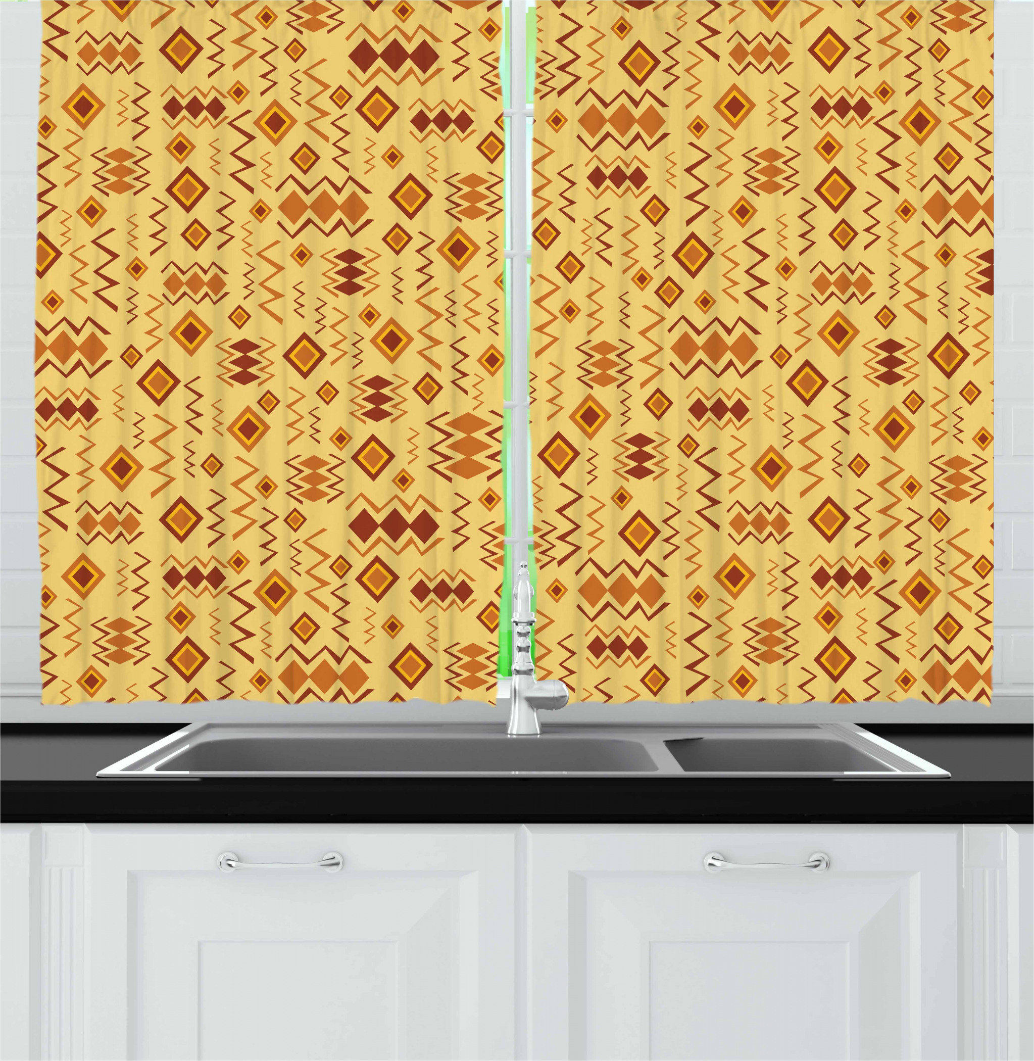 East Urban Home African Kitchen Curtain | Wayfair