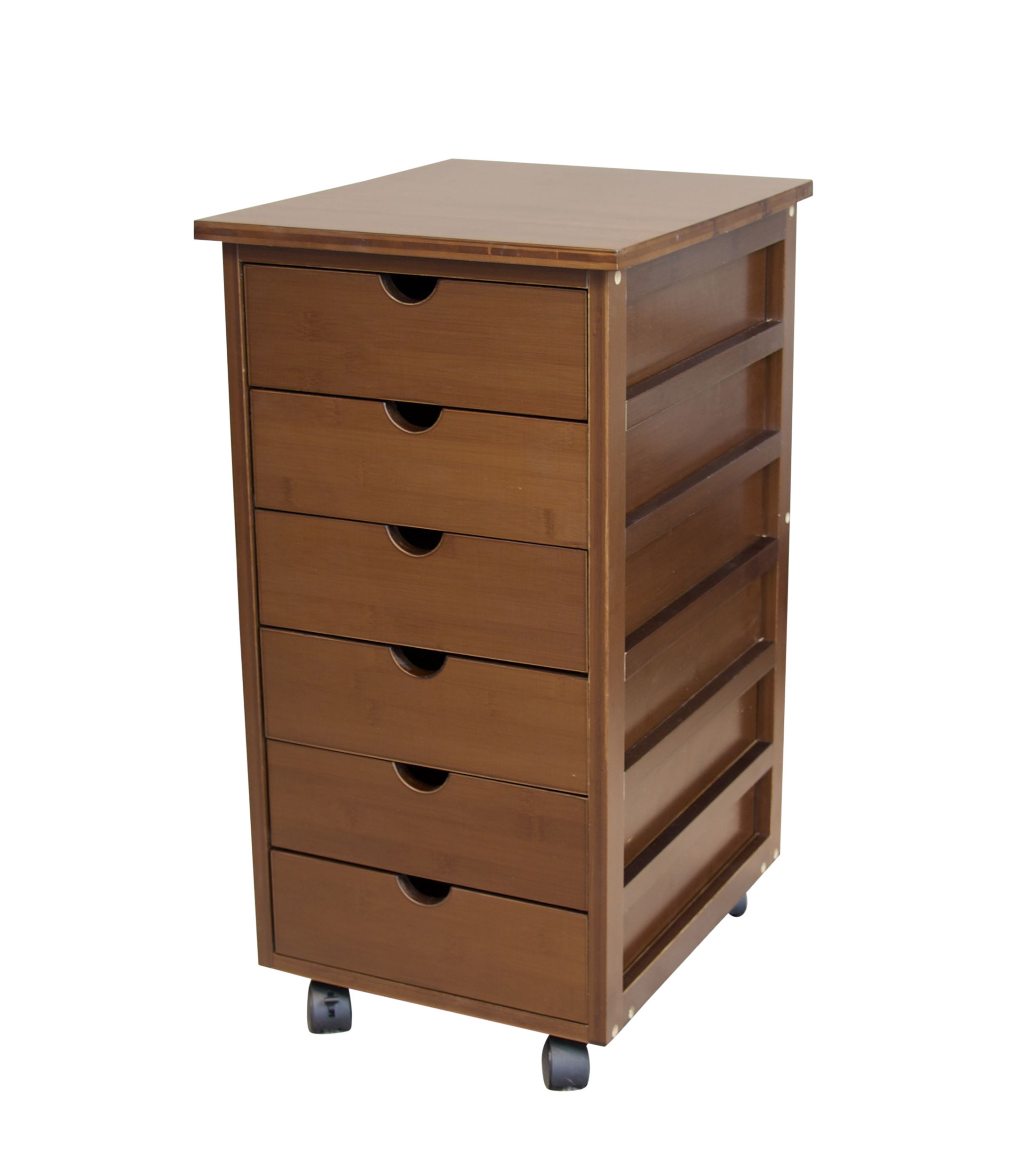 Latitude Run® Solid Bamboo 6 Drawer Rolling Storage Chest | Wayfair