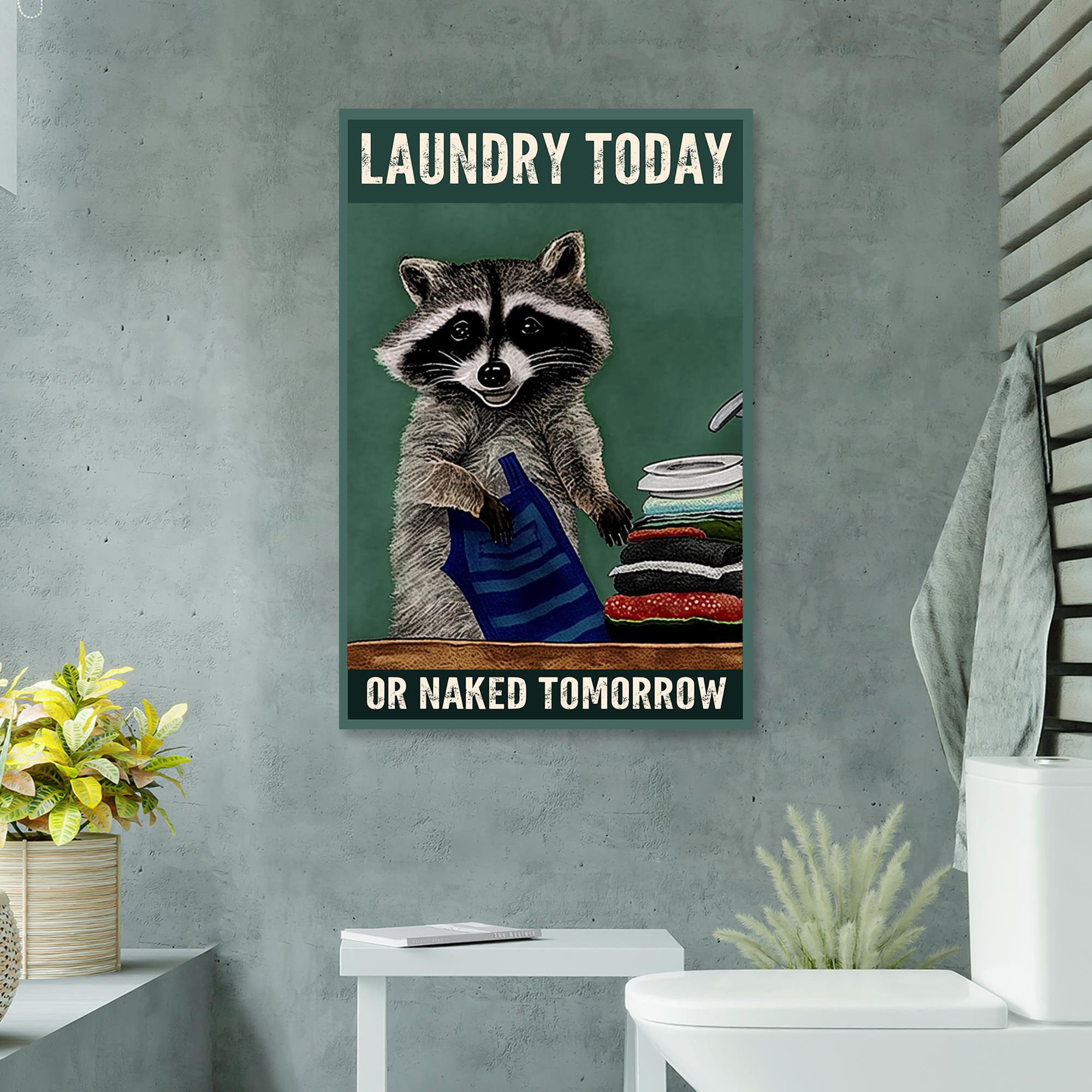 Trinx Raccoon Laundry Today 2 - 1 Piece Rectangle Graphic Art Print On ...