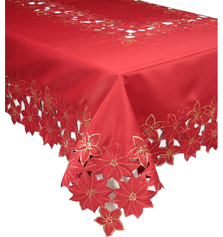 The Holiday Aisle® Festive Poinsettia Embroidered Cutwork Christmas ...