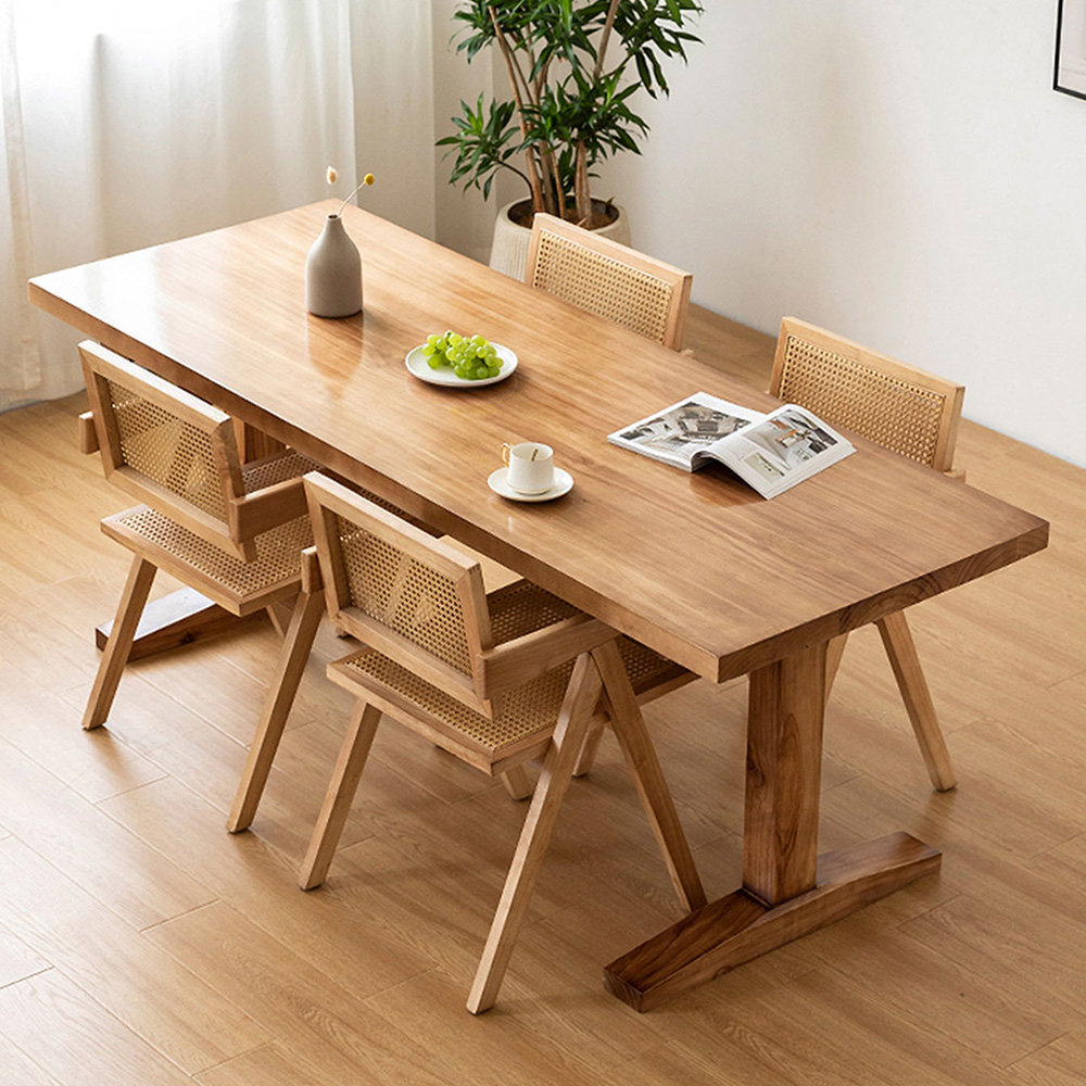 Open Edge Sports 4 - Person Burlywood Rectangular Solid Wood Table Set ...