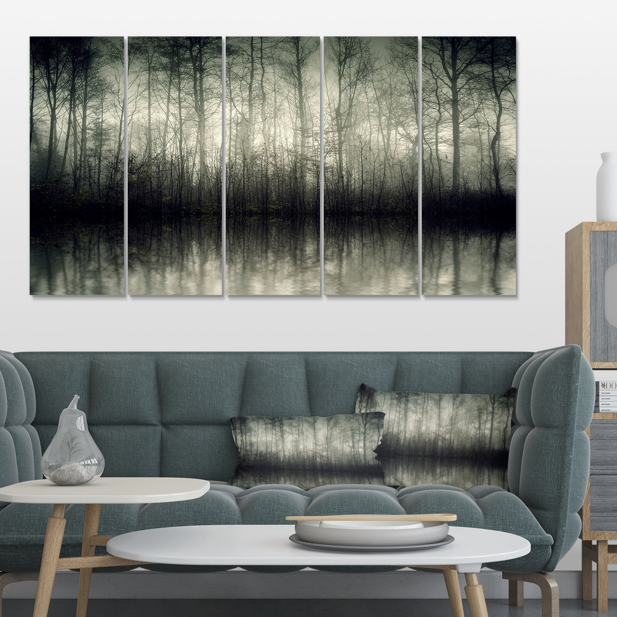 East Urban Home Beautiful Gray Forest In Germany - Multipanel Landscape ...