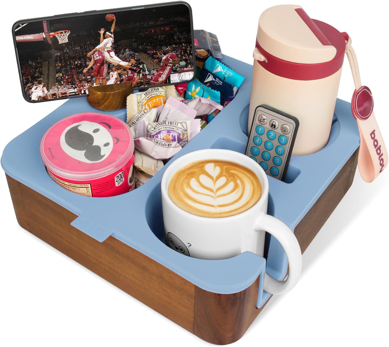 Latitude Run® Couch Cup Holder Tray, Snack And Drink Sofa Caddy With ...