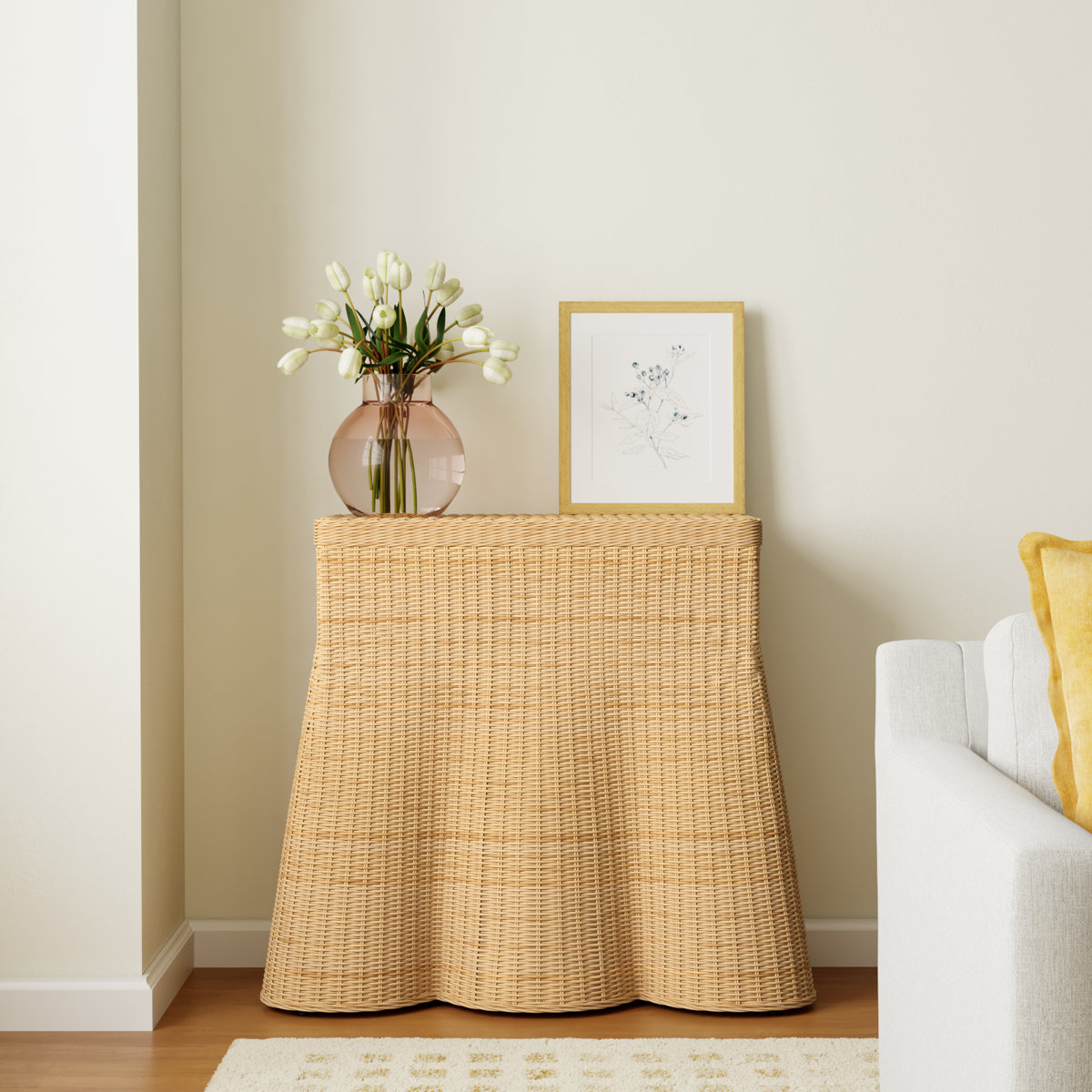 Birch Lane™ Cabo 36" Scalloped Rattan Console Table & Reviews | Wayfair