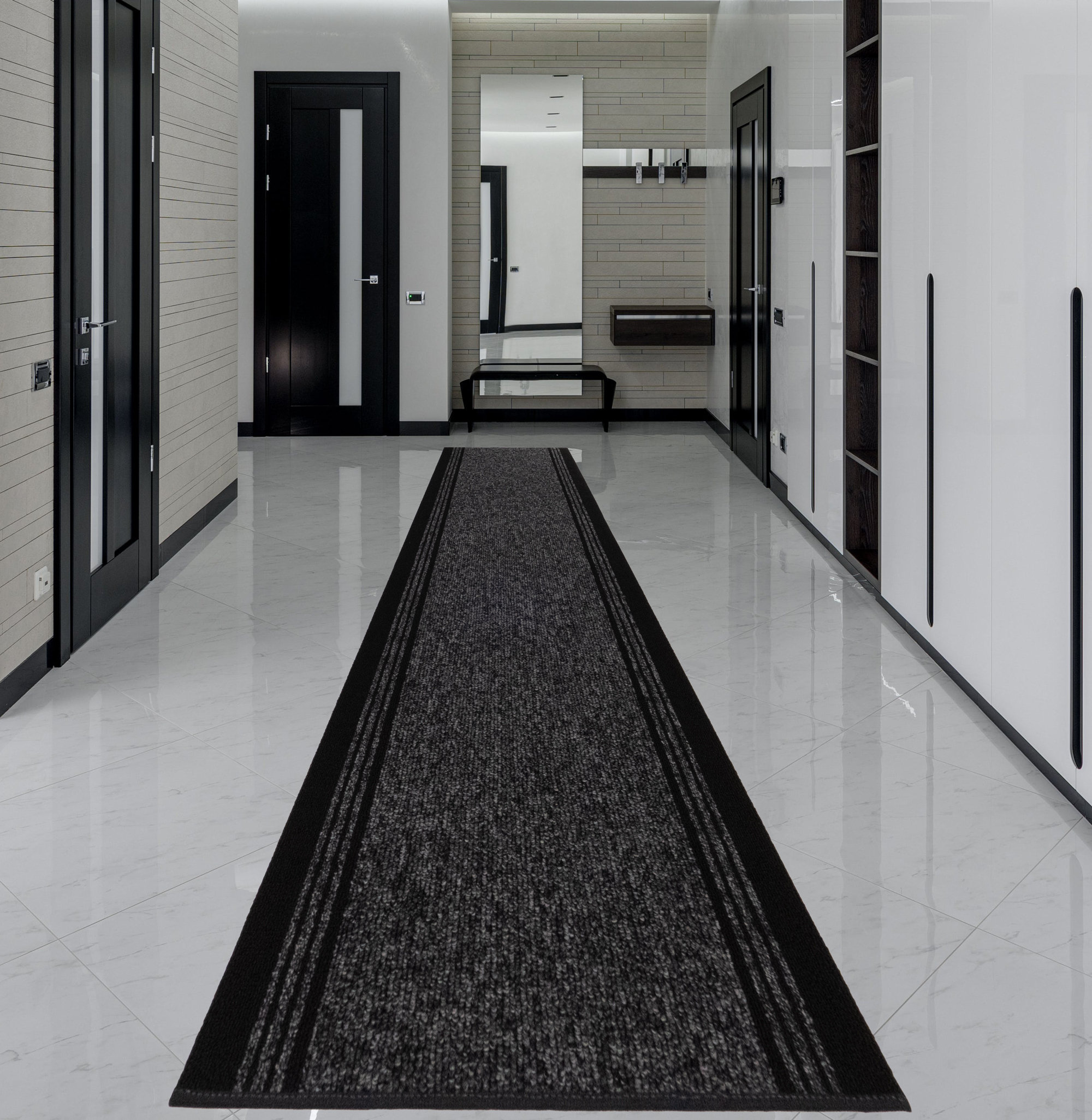 Purhome Custom Size Runner Rug Solid Border Charcoal Berber Style ...